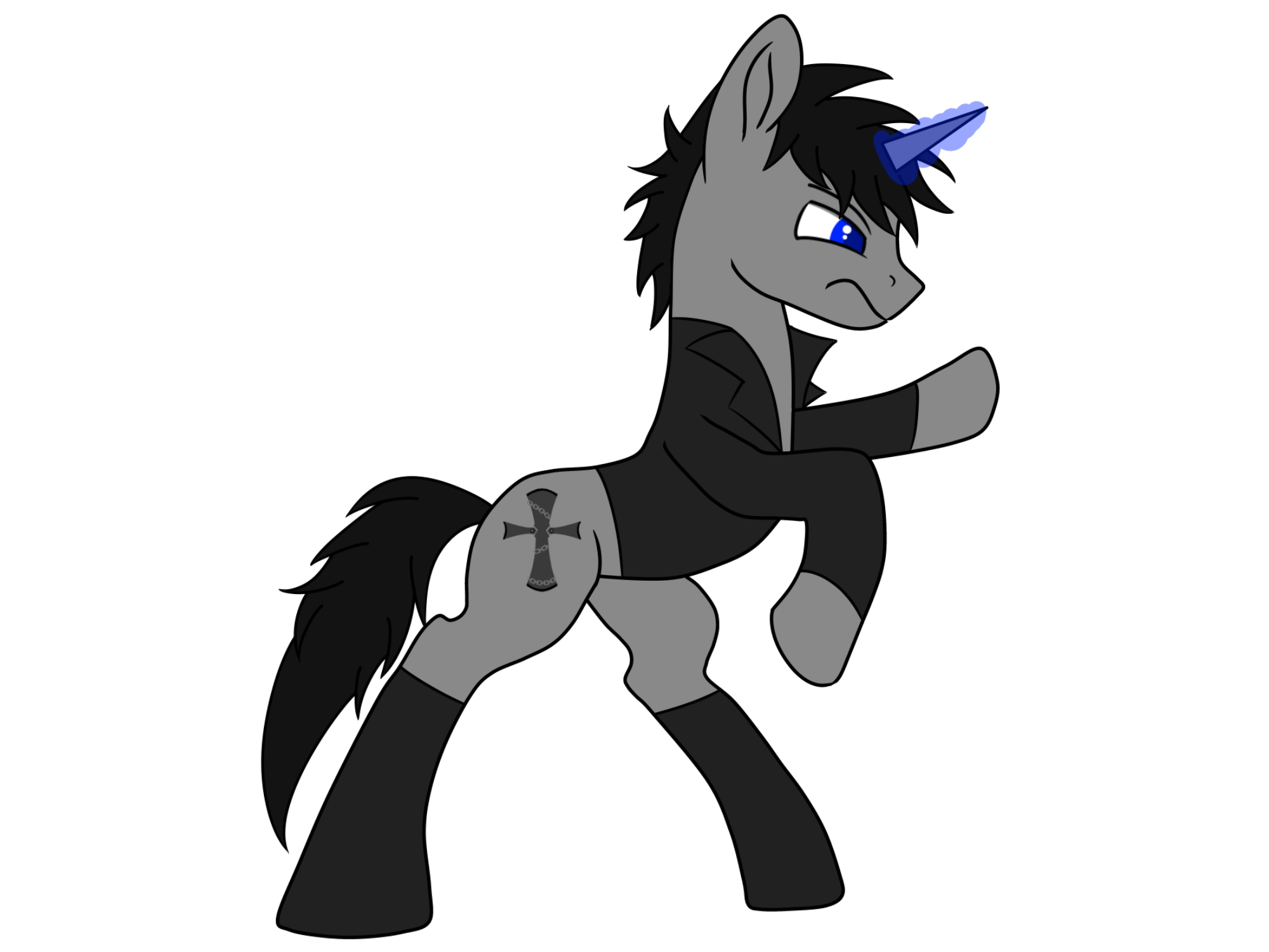 #3577496 - safe, artist:ruchiyoto, oc, oc only, oc:black cross, pony, unicorn, bipedal, boots ...