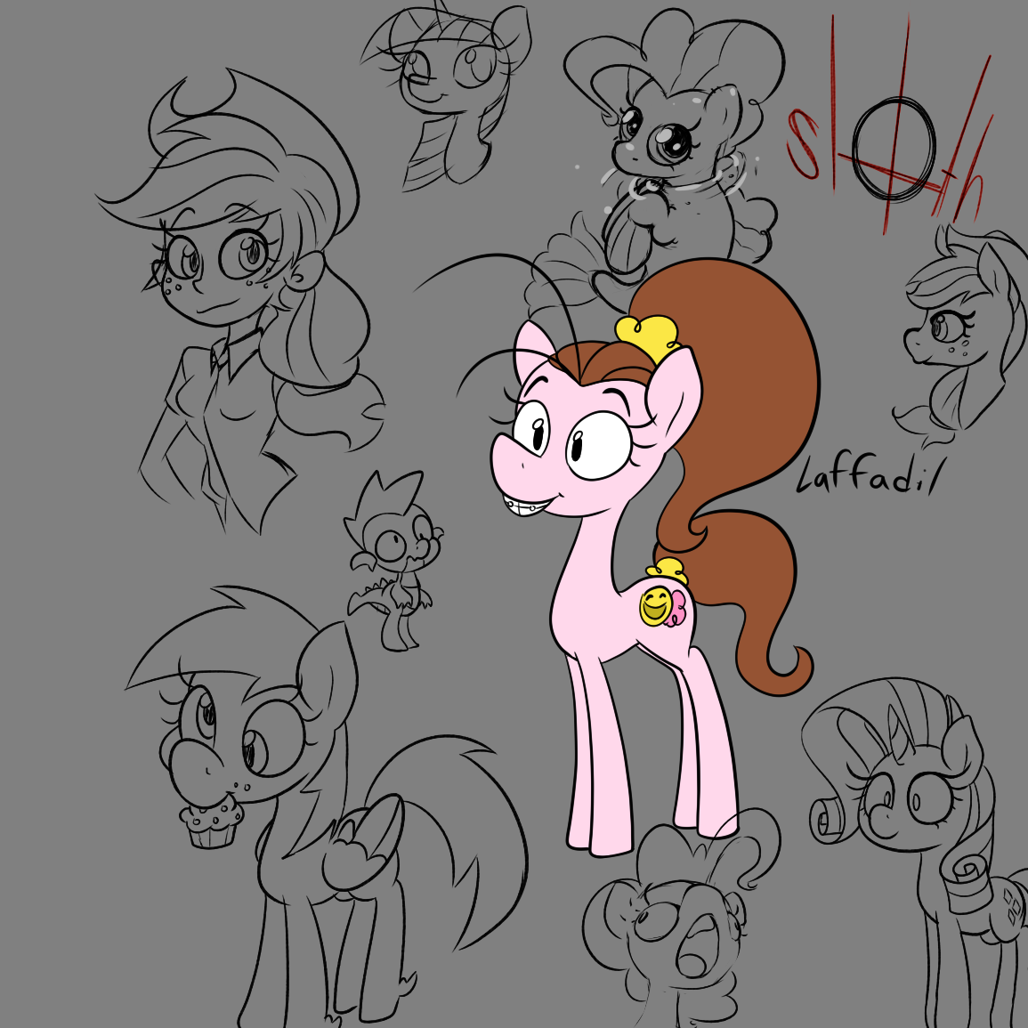 #3577609 - safe, artist:this_sl0th, applejack, derpy hooves, rarity, twilight sparkle, earth ...