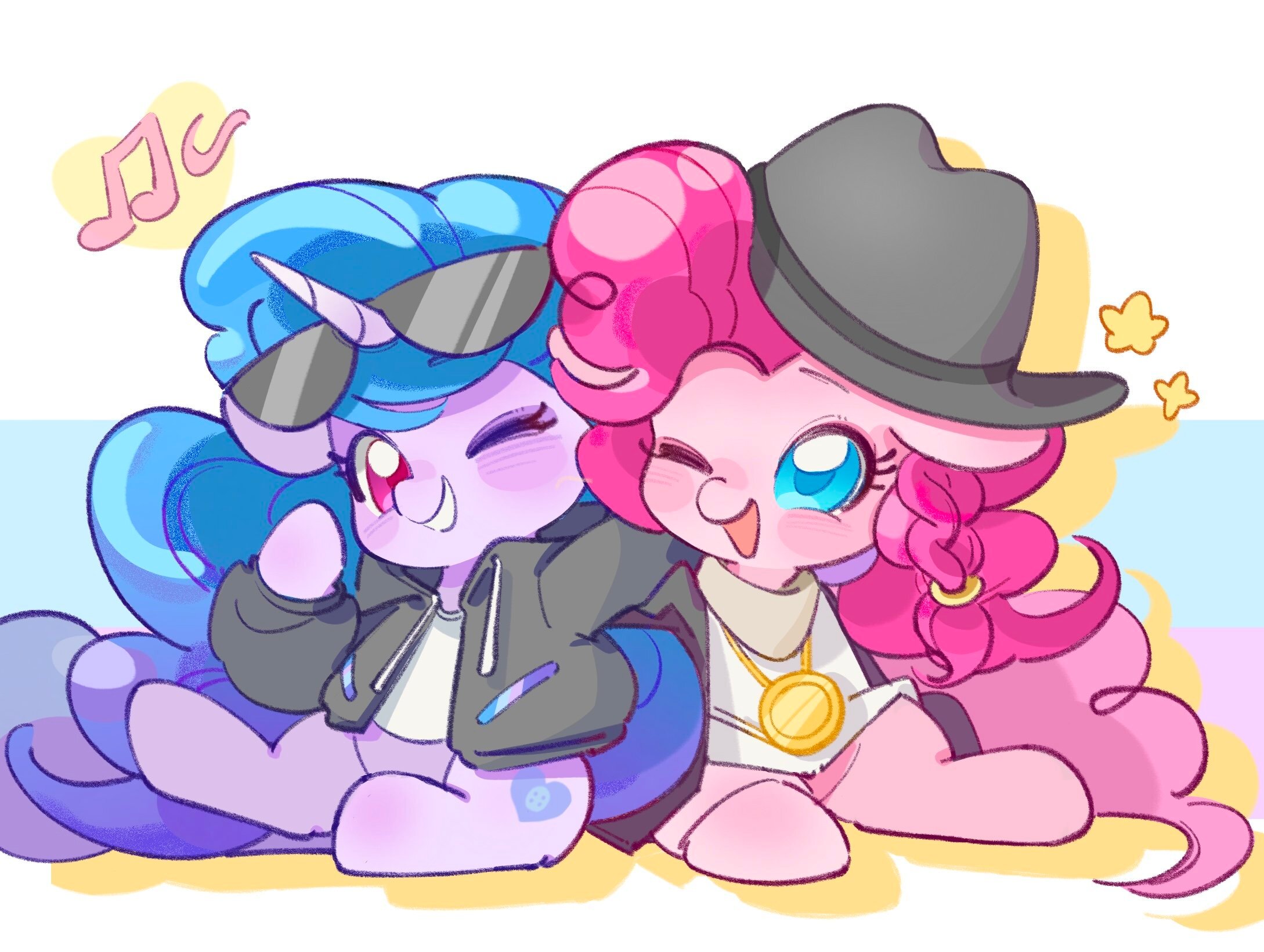 #3577724 - safe, artist:chonpsk, izzy moonbow, pinkie pie, earth pony ...