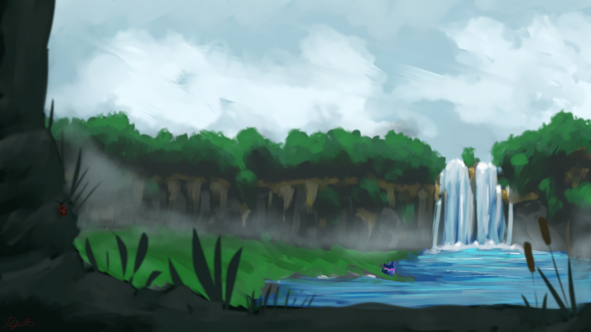 #3578001 - safe, artist:doughnutwubbs, insect, ladybug, pony, blue coat ...