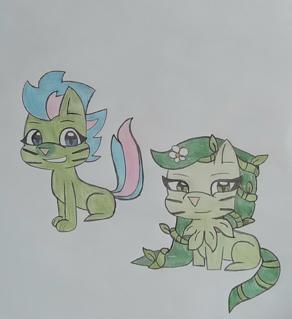 #3584437 - safe, artist:tom artista, leaf pony, luminous dazzle, cat ...