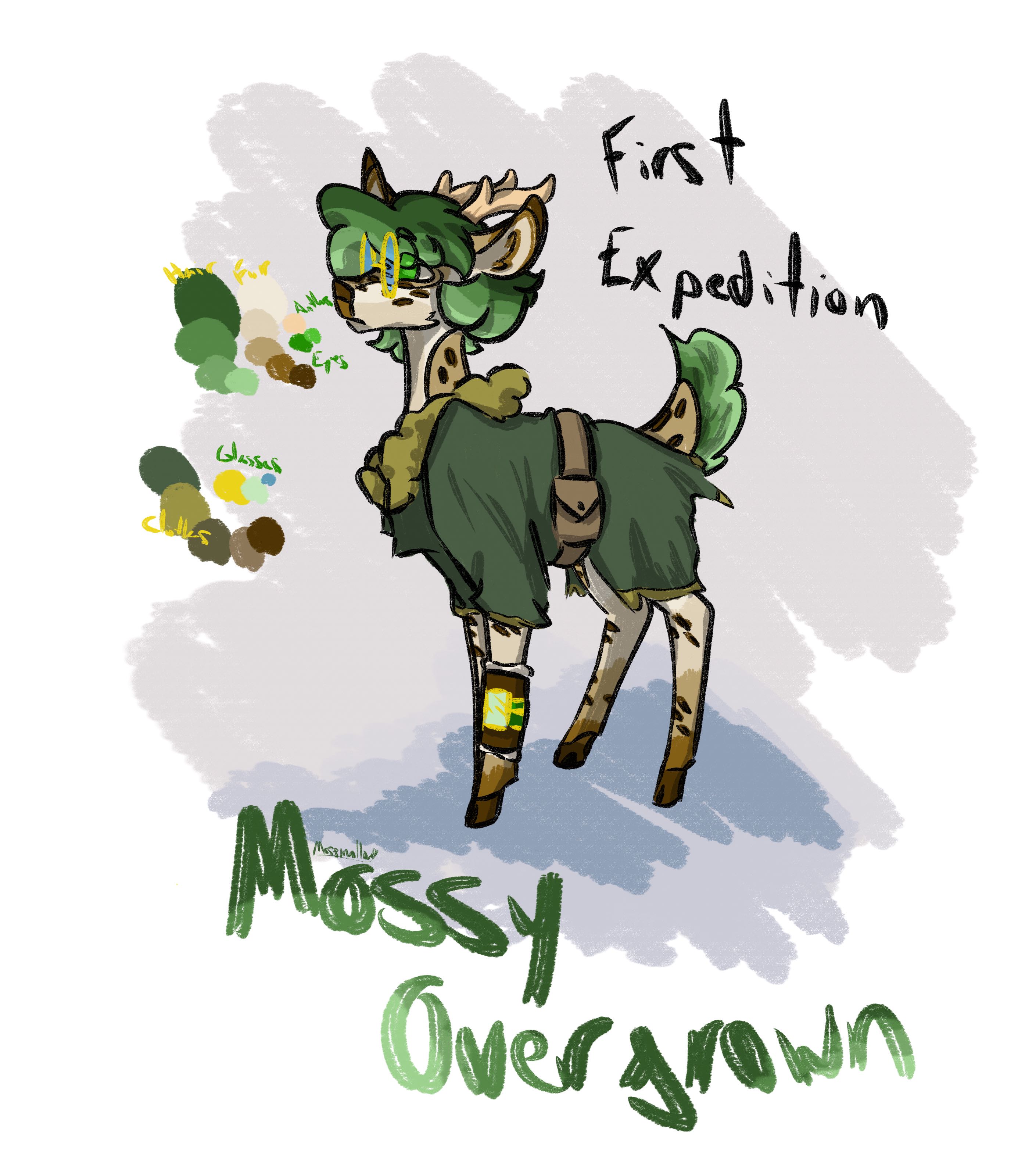 #3584682 - safe, artist:mossmallow, oc, oc:mossy overgrown, deer ...