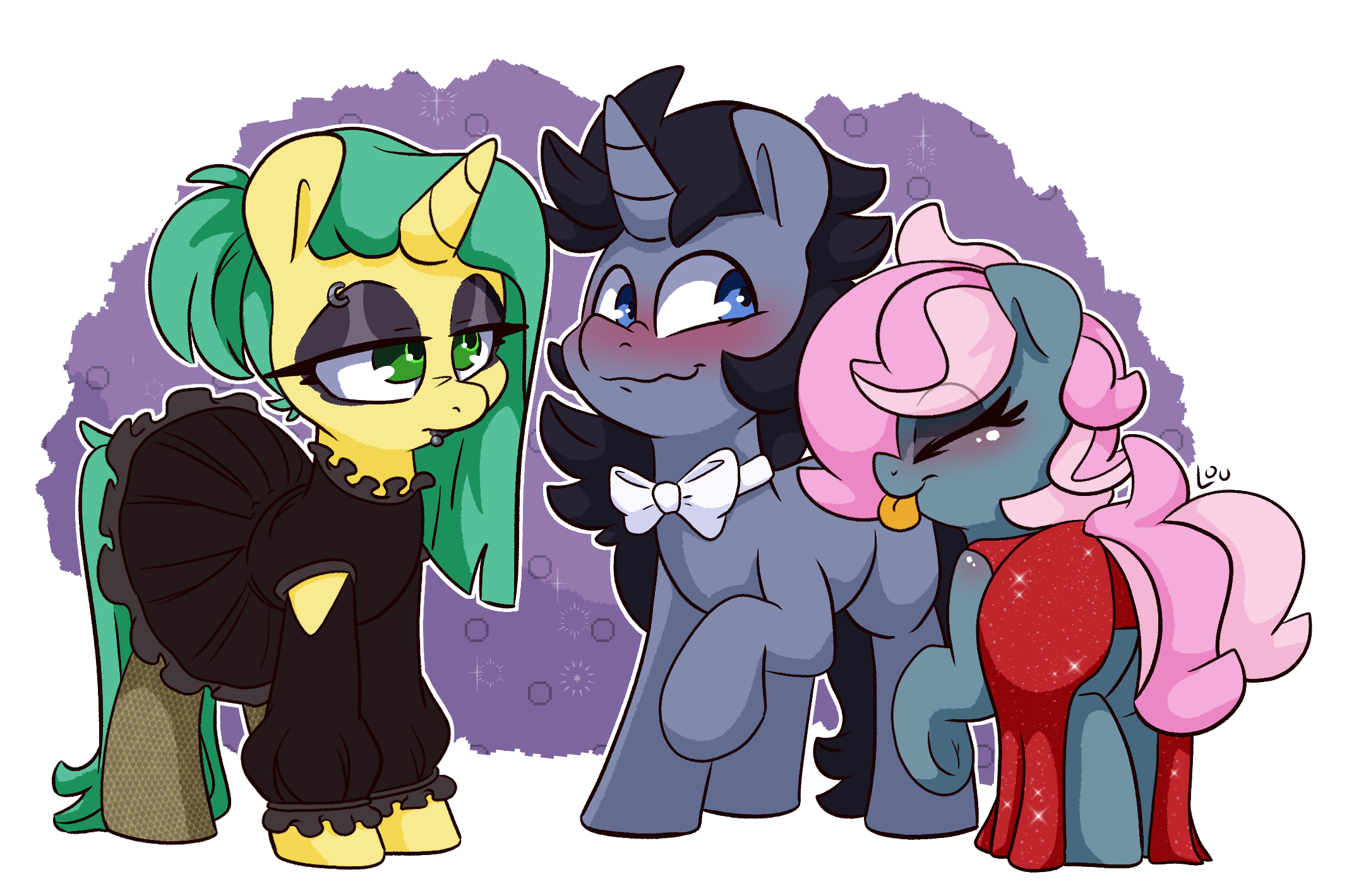 #3585384 - safe, artist:lou, oc, oc only, oc:juicy dream, oc:peach fuzz, oc:trent, earth pony ...