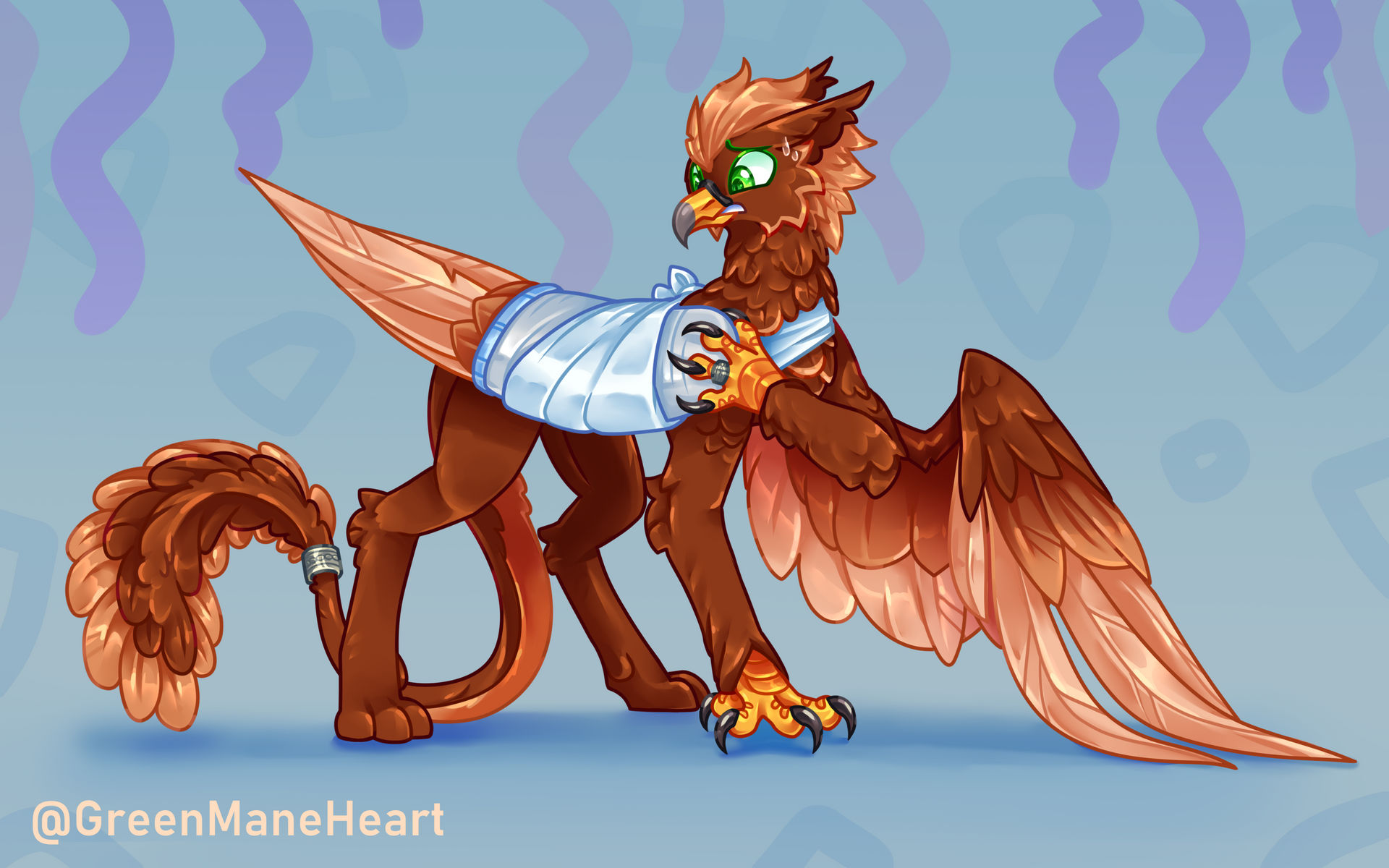 #3585399 - safe, alternate version, artist:greenmaneheart, oc, oc only, oc:pavlos, griffon ...