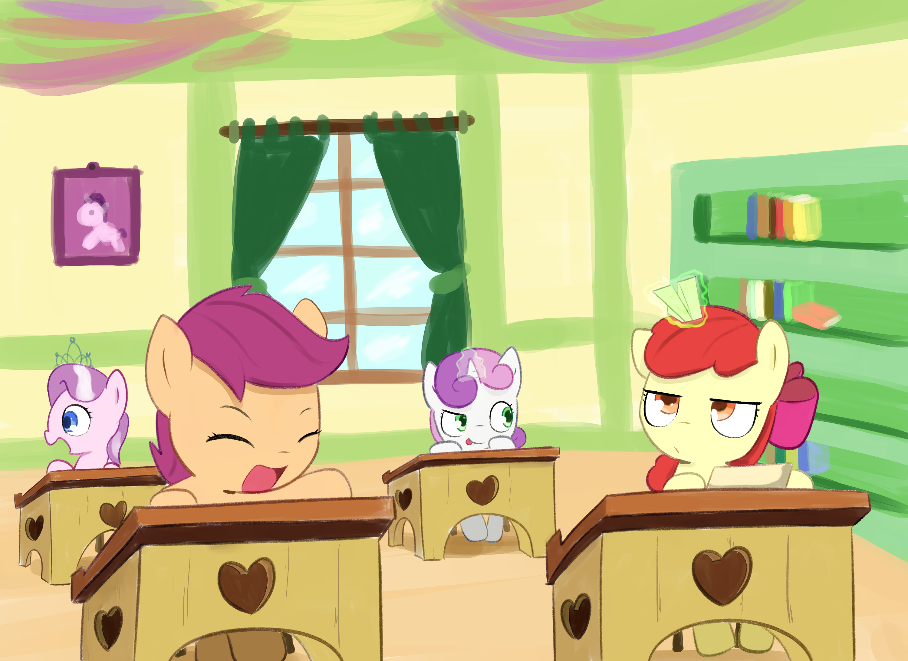 #3585768 - safe, artist:kamagi, apple bloom, diamond tiara, scootaloo ...