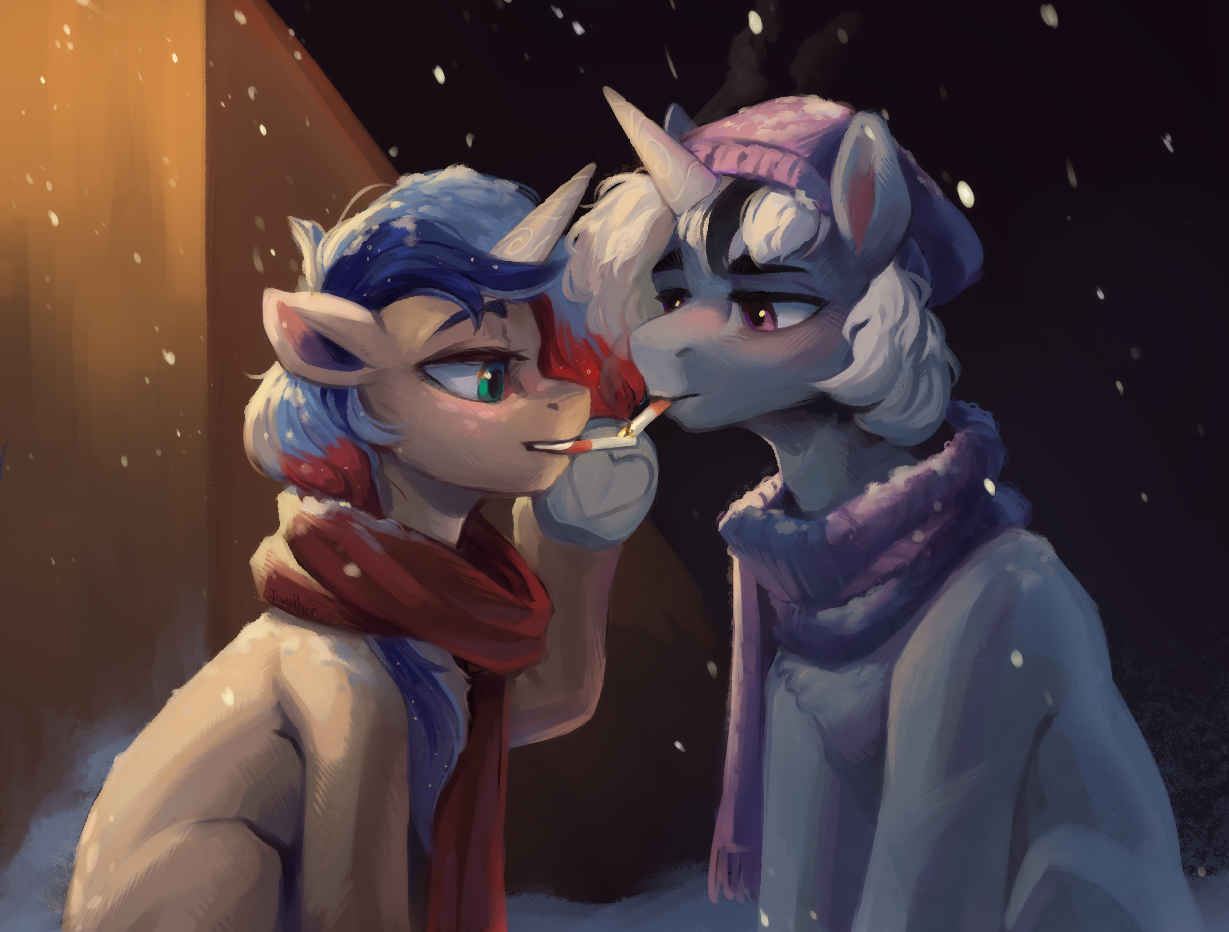 #3586028 - safe, artist:jewellier, oc, oc only, oc:marcel lumin, oc:nightingale frost, pony ...