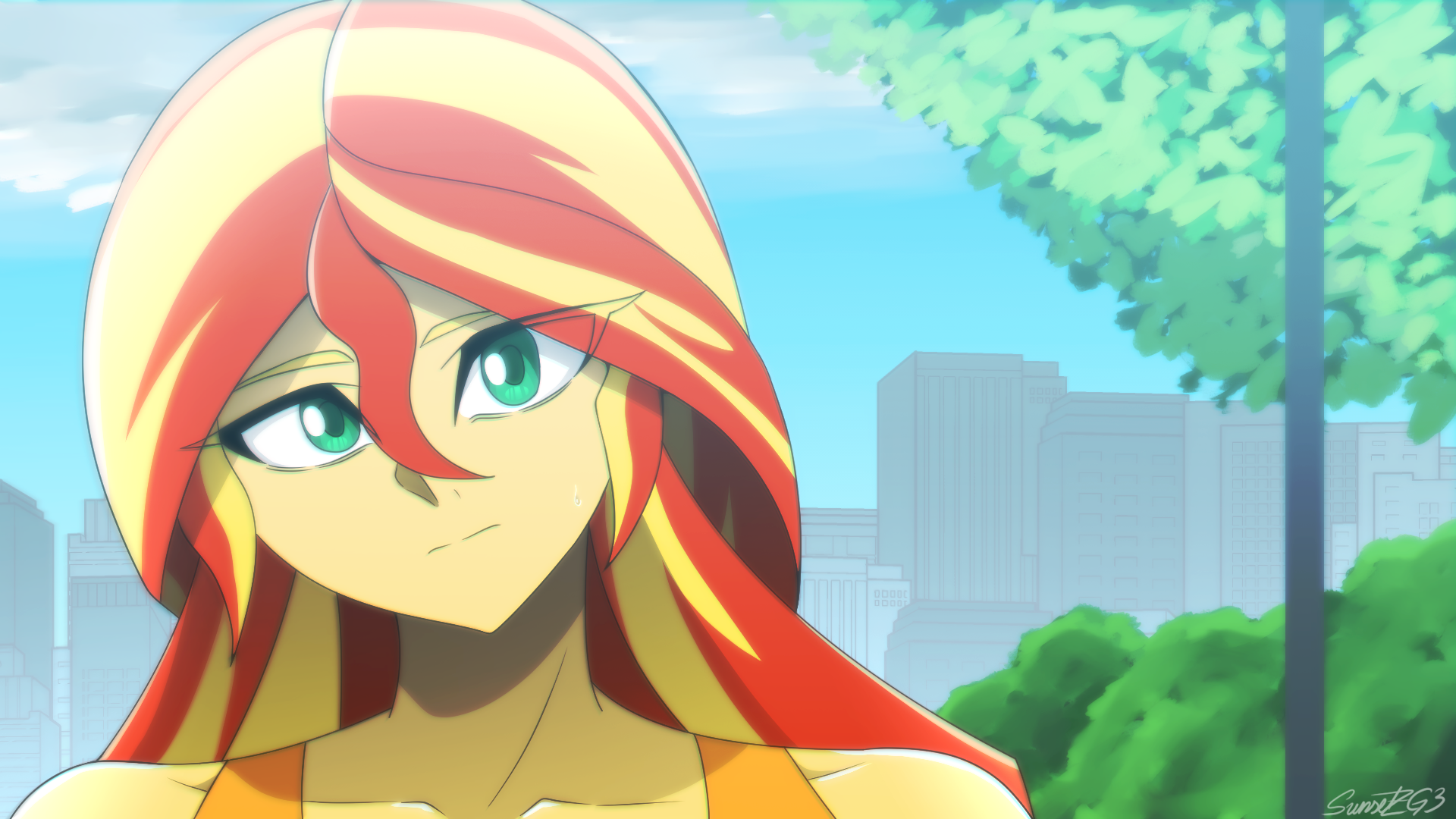 #3586374 - safe, artist:sunsetzg3, sunset shimmer, human, equestria ...