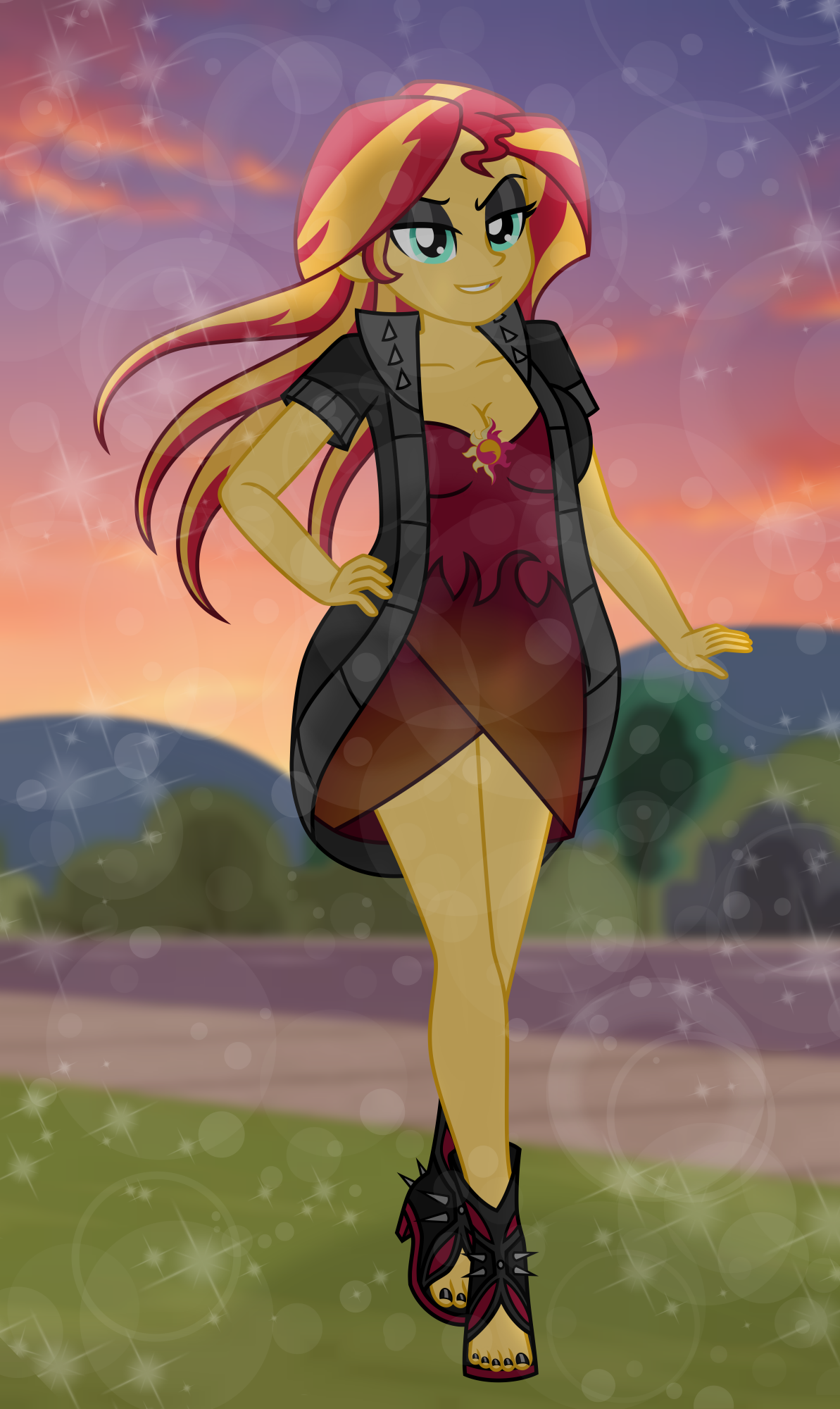 #3586794 - safe, artist:emeraldblast63, sunset shimmer, human, equestria girls, g4, black ...