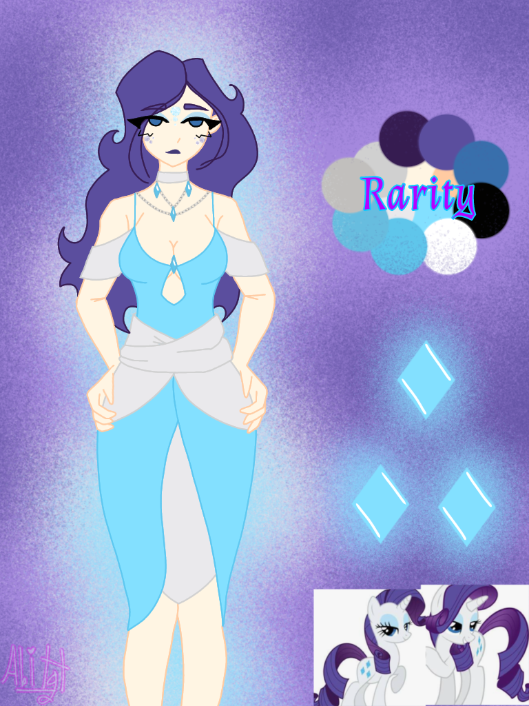 #3588064 - safe, artist:abitgt, rarity, human, pony, unicorn, g4, alternate hairstyle, boob ...