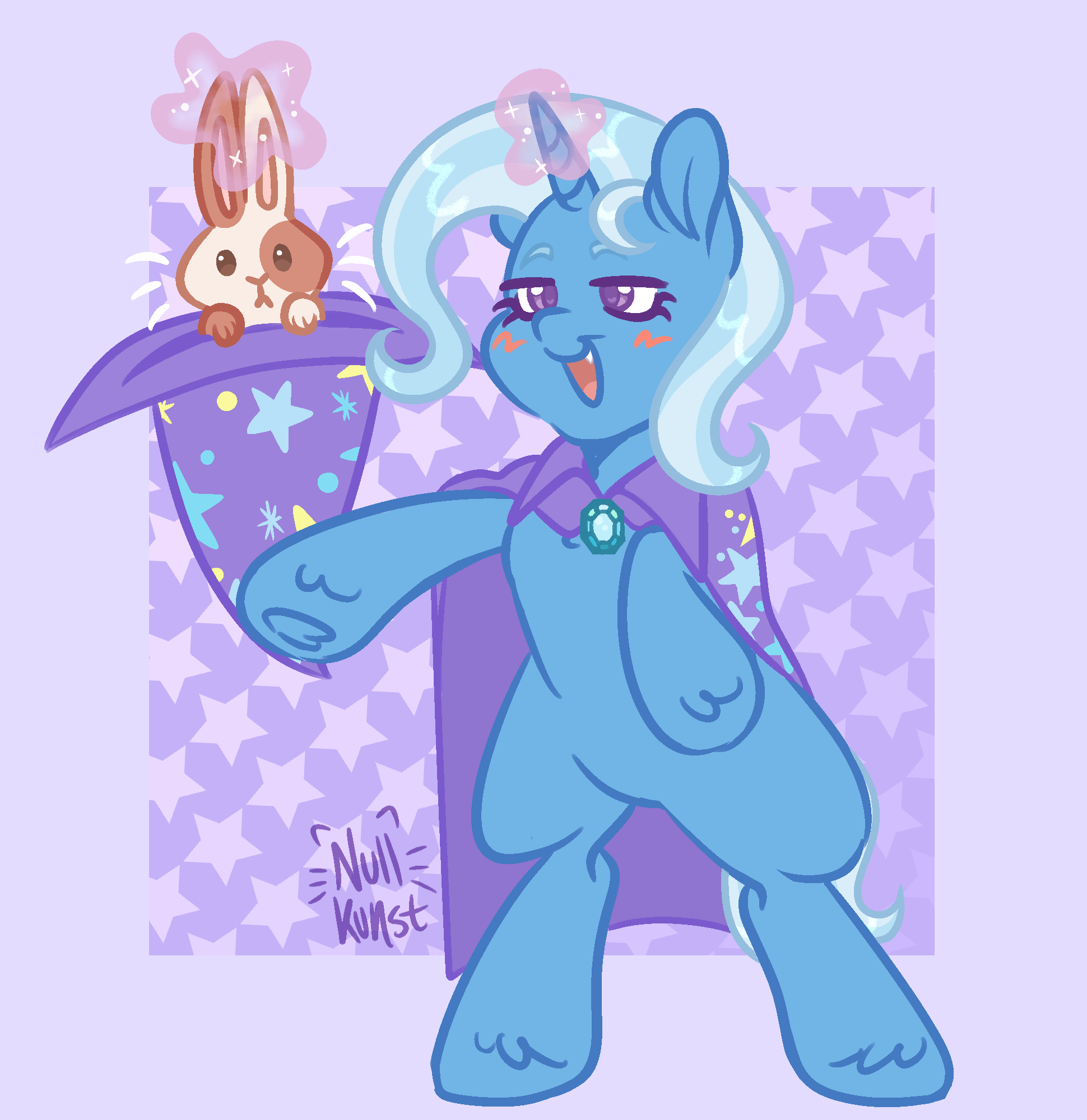#3589551 - safe, artist:nullkunst, trixie, pony, rabbit, unicorn, g4 ...