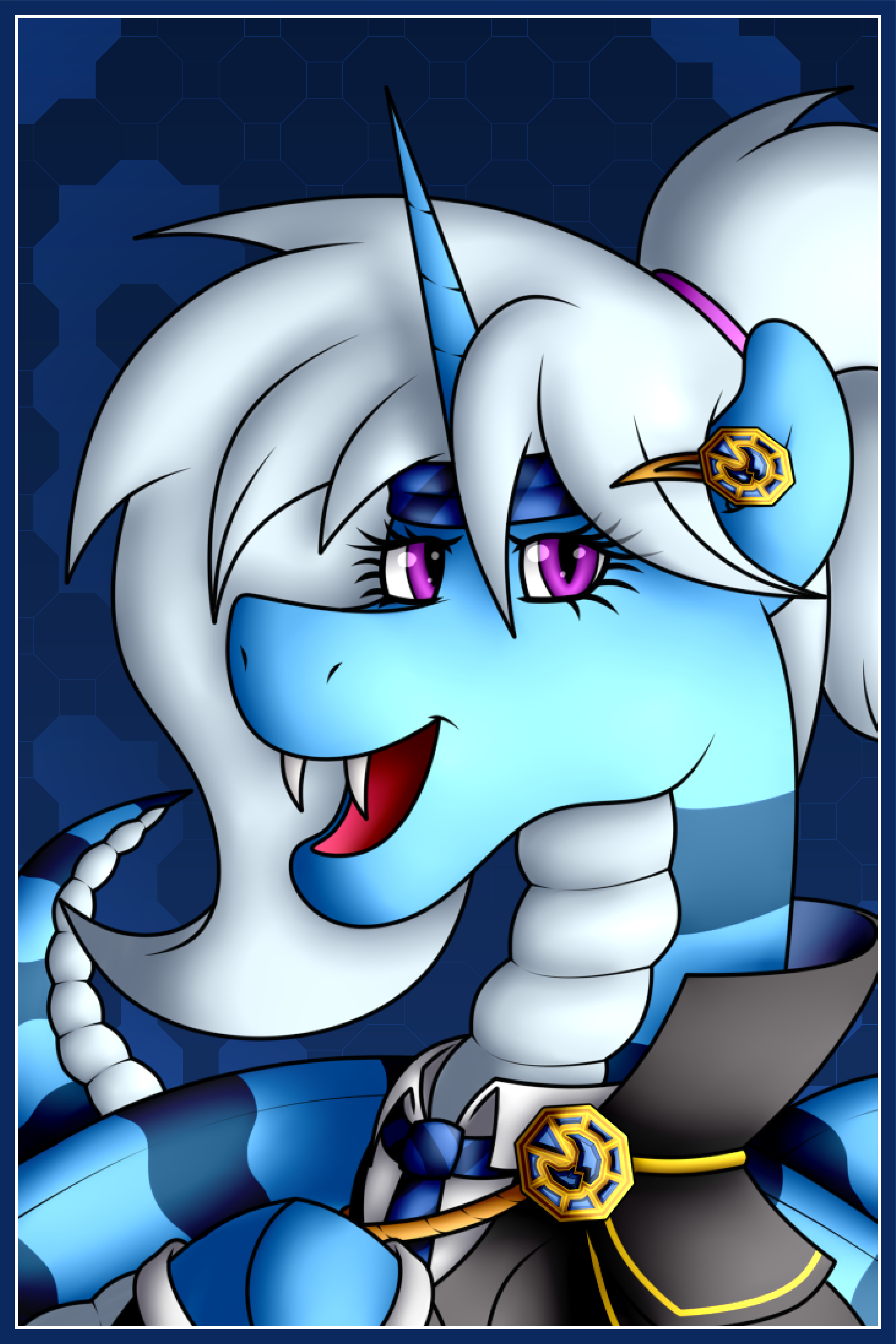 #3589617 - safe, artist:thebenalpha, oc, oc:triksa, lamia, original species, bandana, bust, cape ...