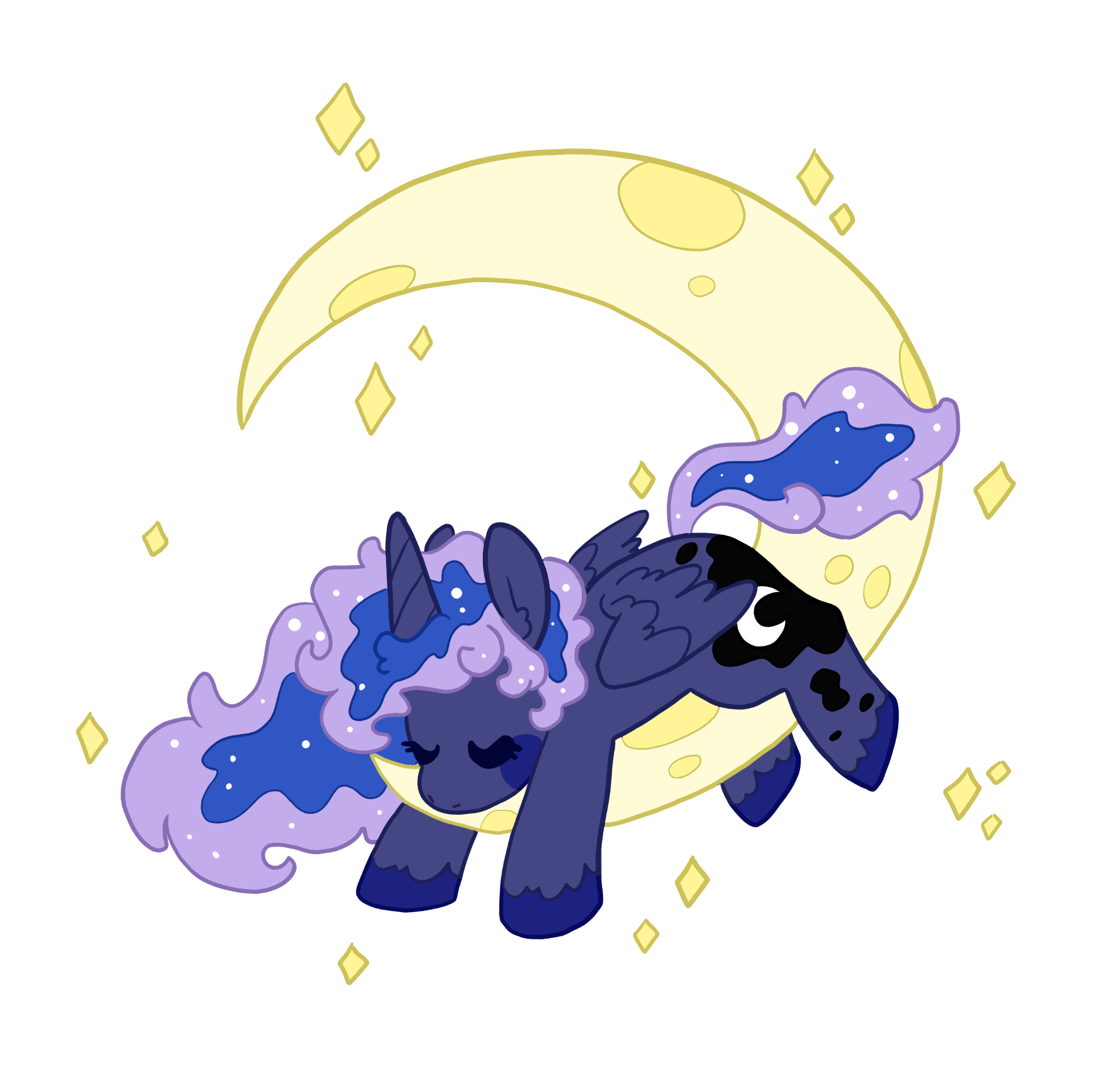 #3578769 - safe, artist:somelazyassartist, princess luna, alicorn, pony, g4, colored lineart ...