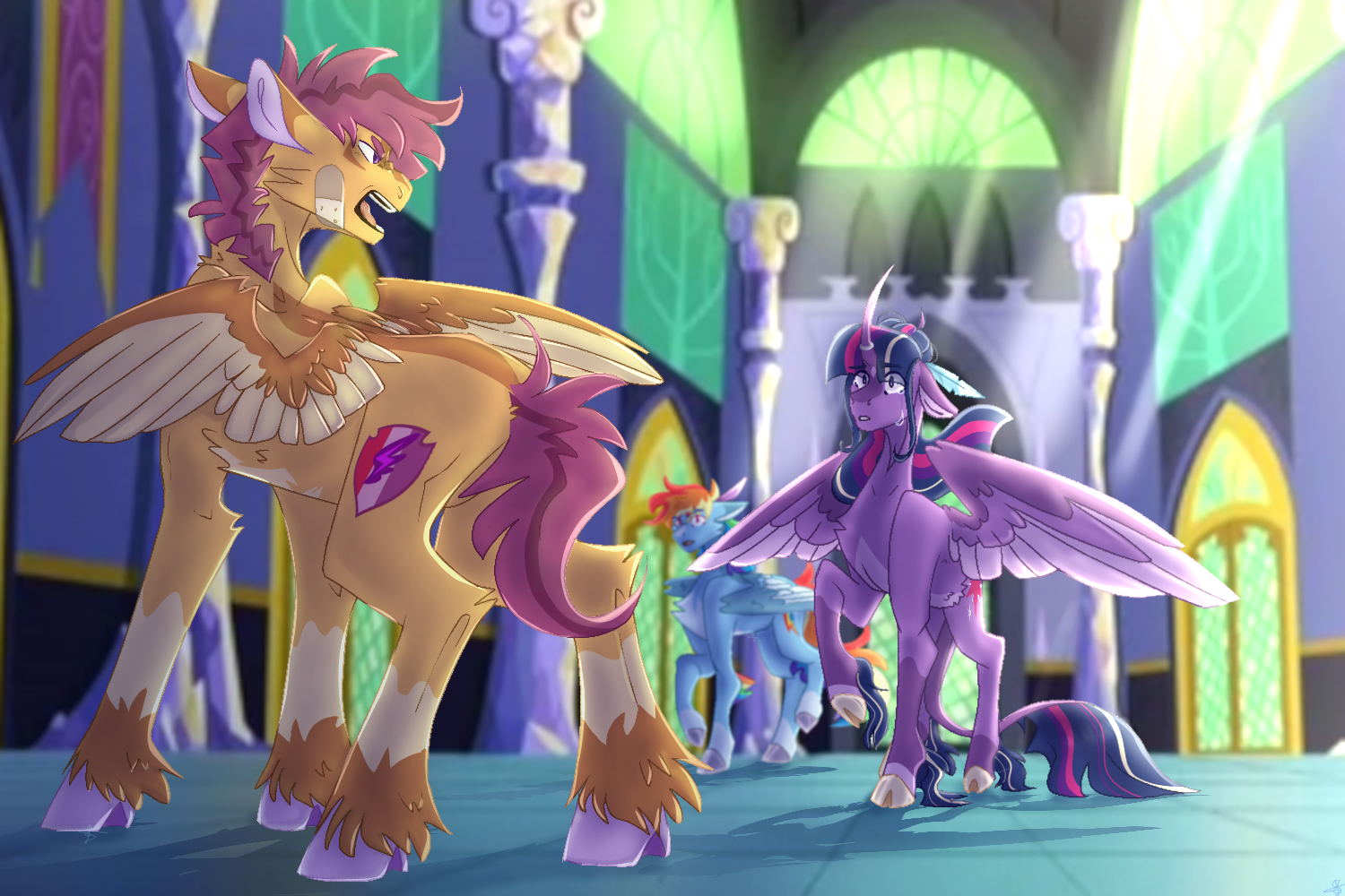 #3591314 - safe, artist:honkhonkbonk, rainbow dash, scootaloo, twilight ...