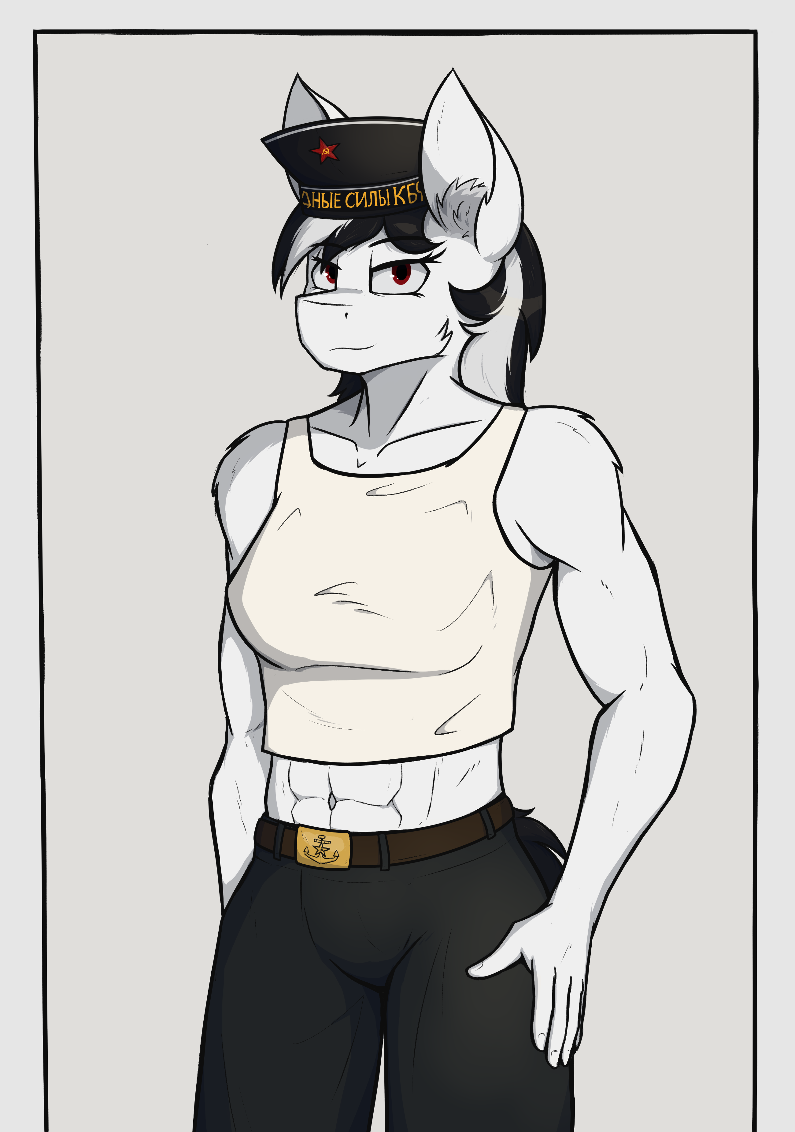 #3591844 - safe, artist:marusya, oc, oc only, oc:schworz, pony, anthro ...