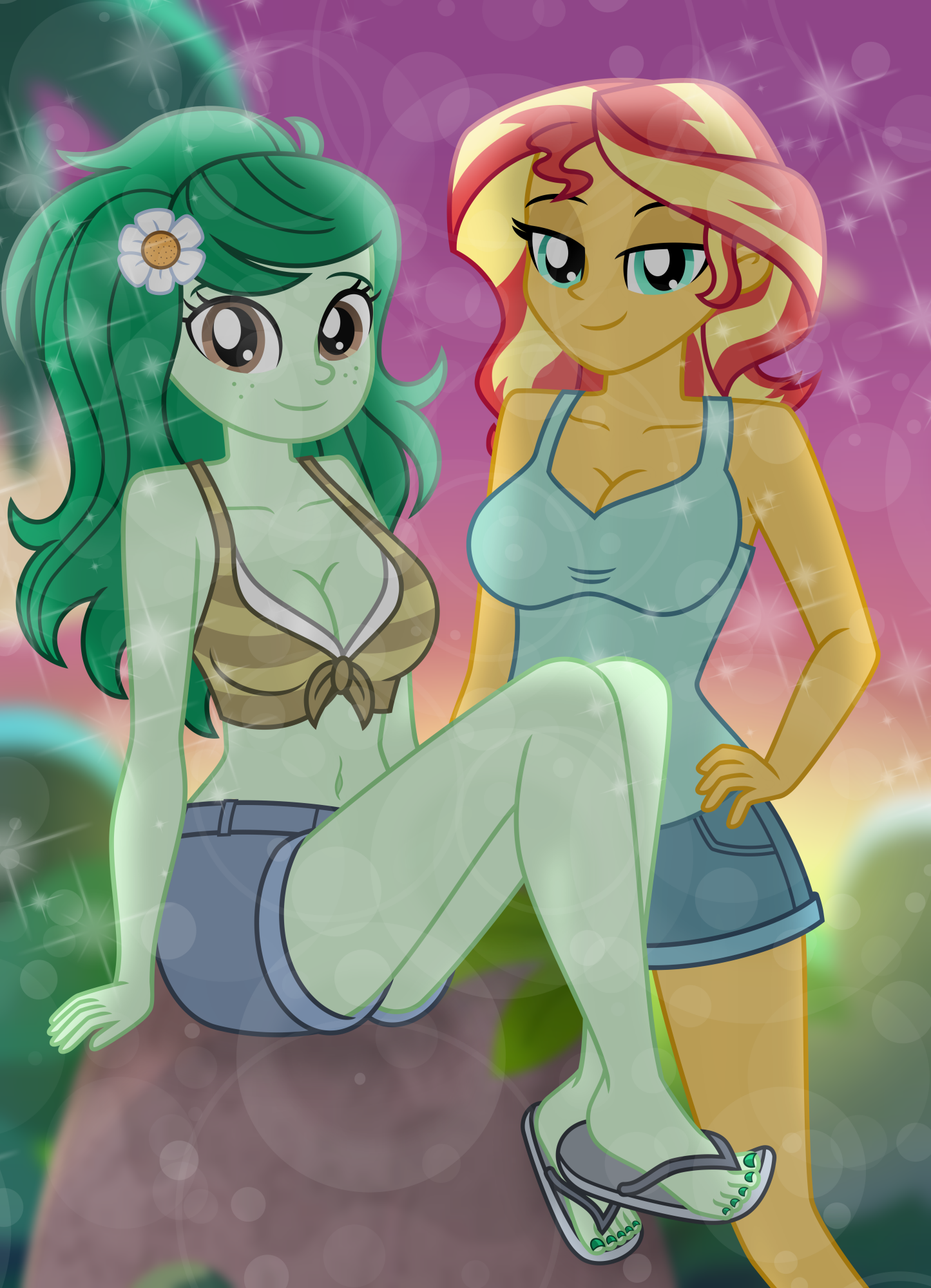 #3591966 - safe, artist:emeraldblast63, sunset shimmer, wallflower blush, human, equestria girls ...