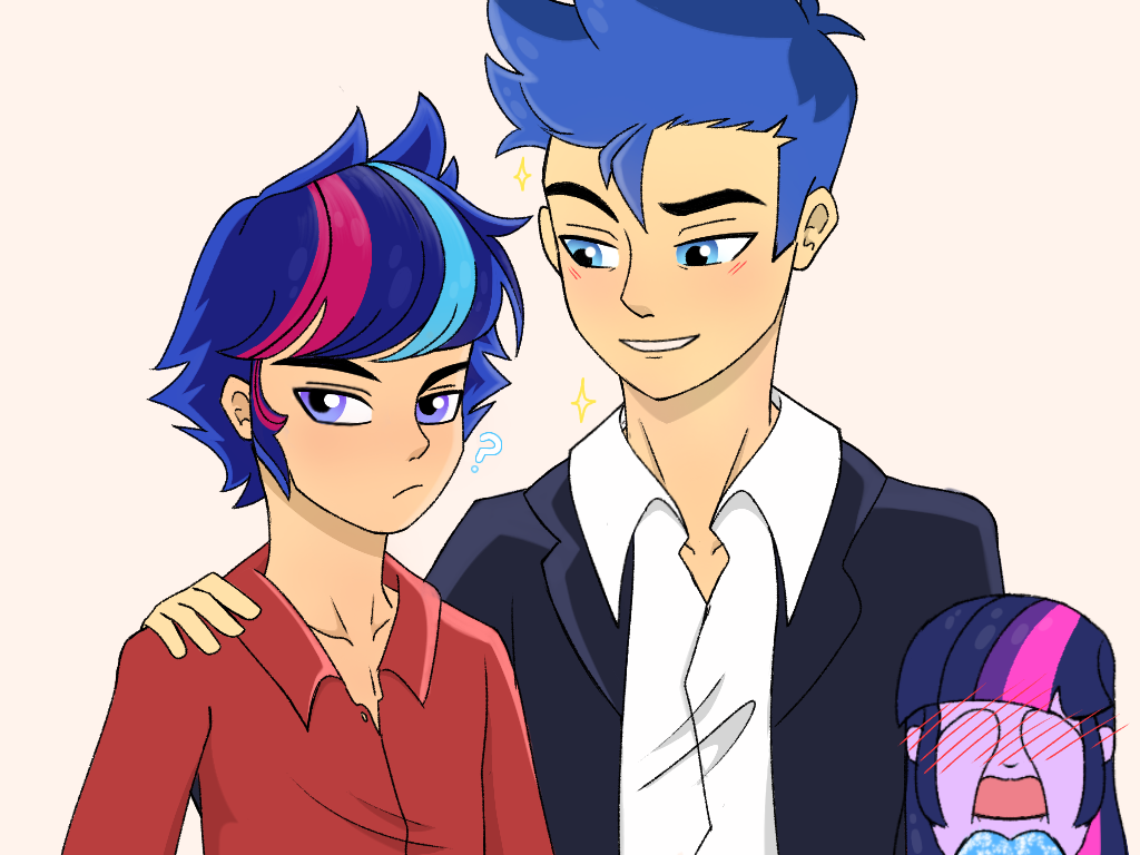 #3592211 - safe, artist:paracetamolnavo30, flash sentry, twilight ...