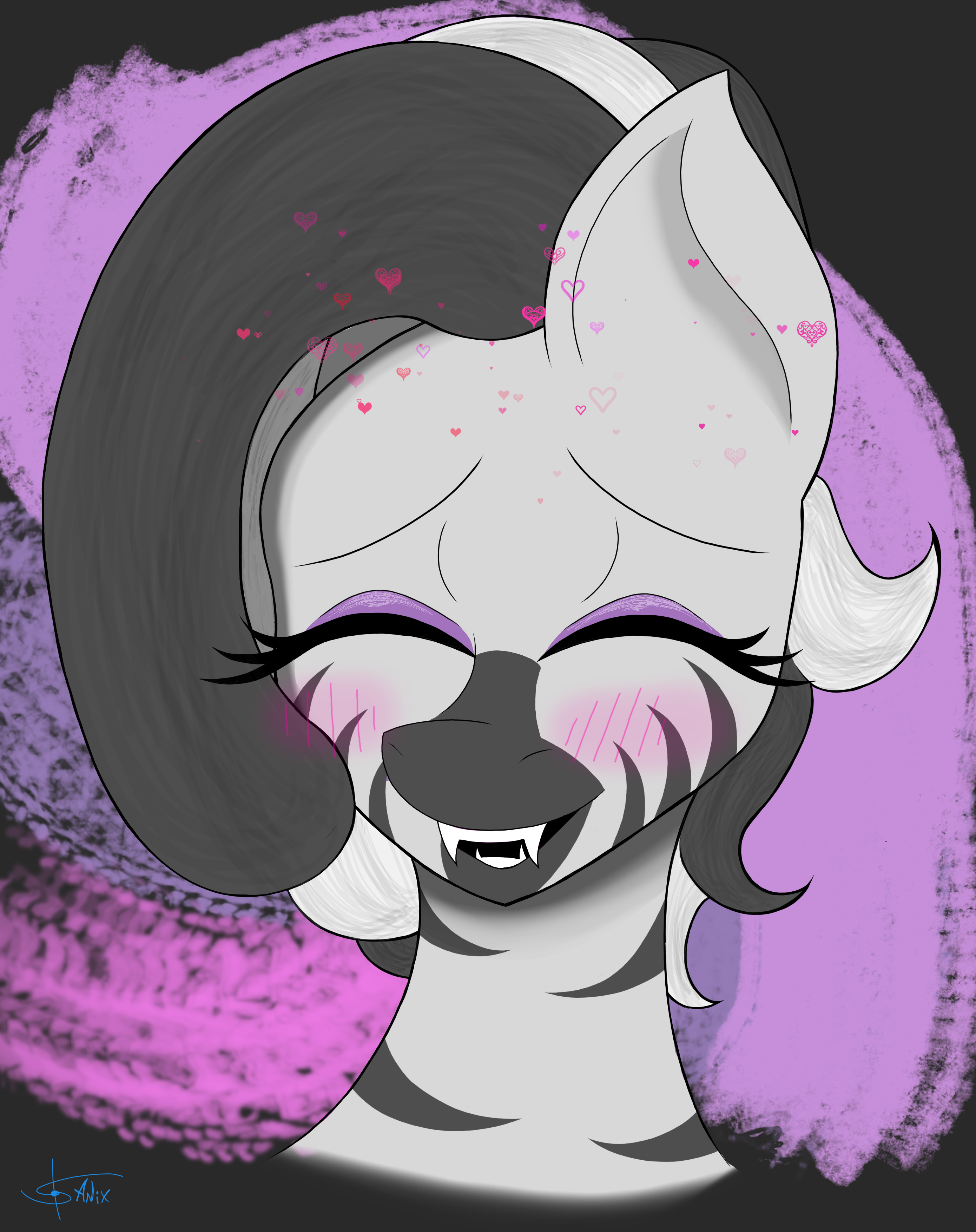 #3592583 - safe, artist:anix_space, oc, oc only, oc:mind breaker, zebra, blushing, bust, eyes ...