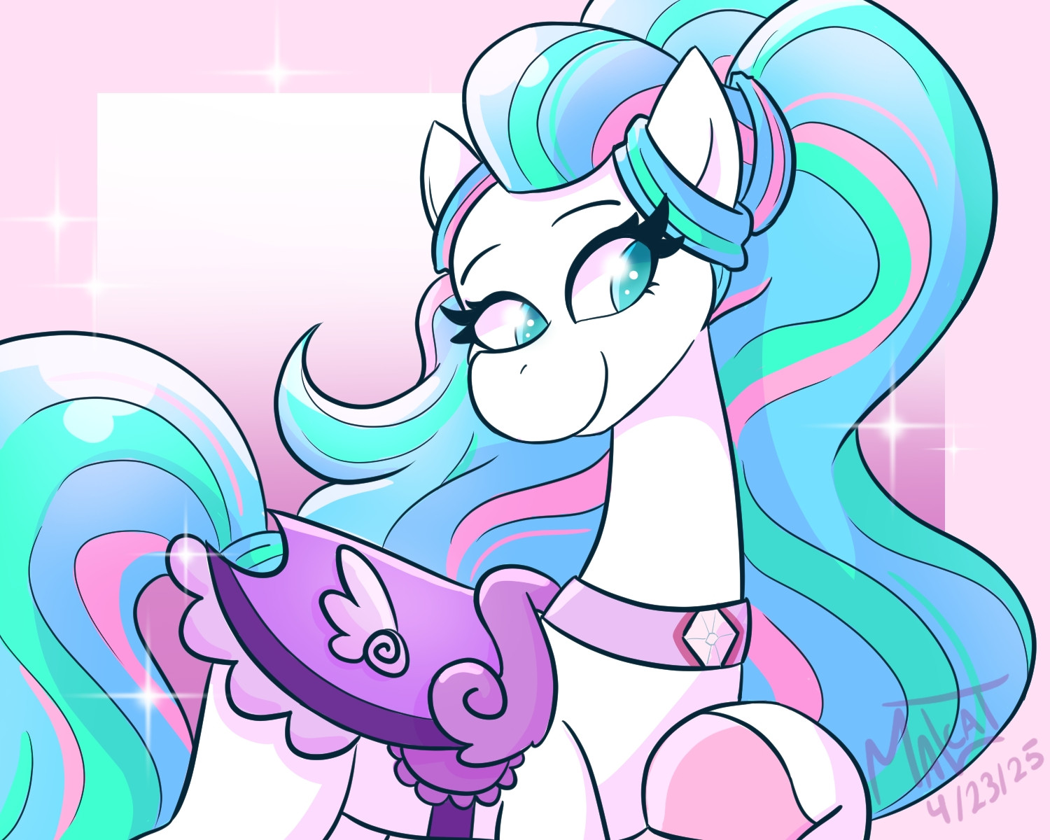 #3592654 - safe, artist:malcat, horse, female, gradient background ...