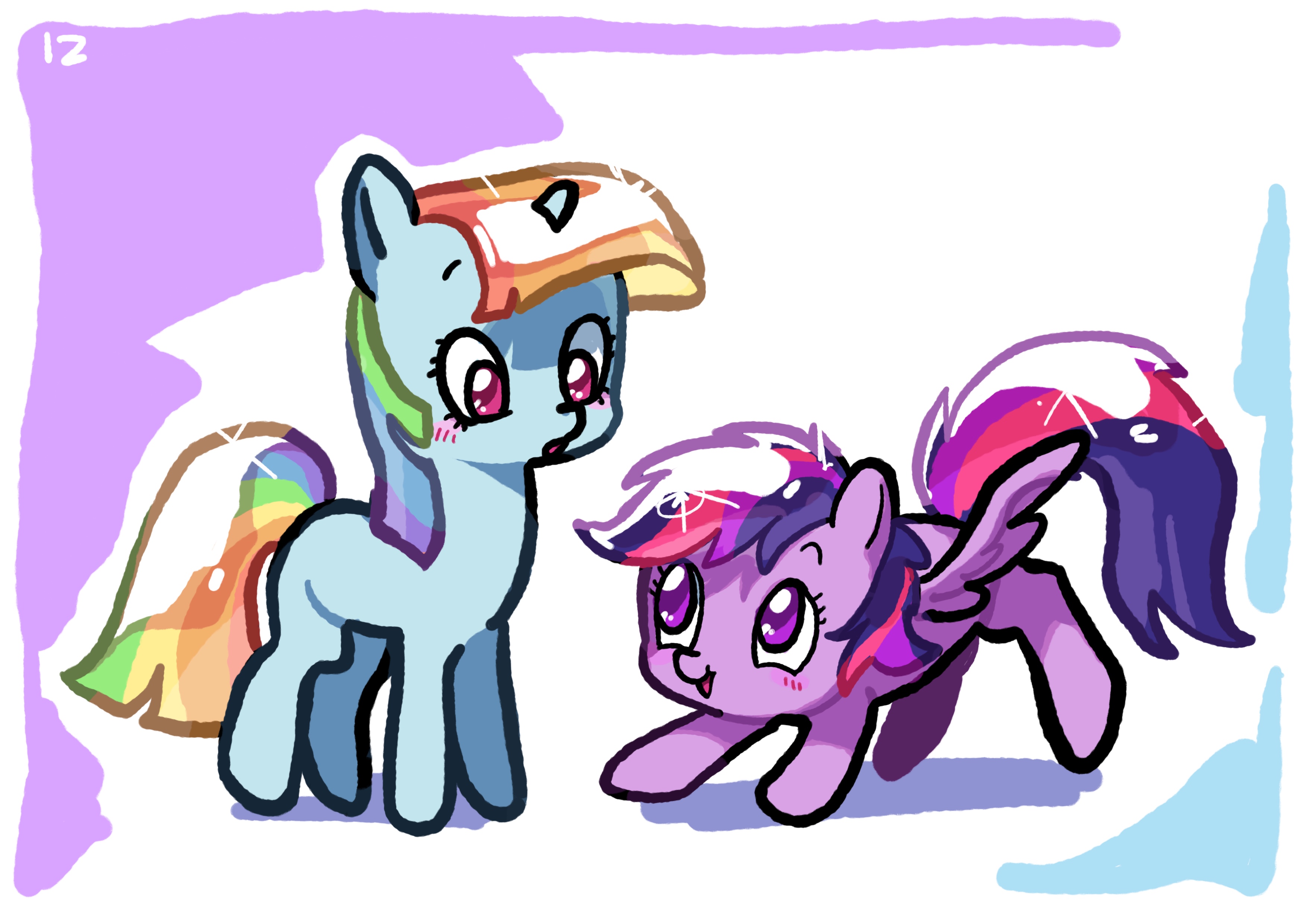 #3592740 - safe, artist:izuchi, rainbow dash, twilight sparkle, pegasus, pony, unicorn, g4 ...