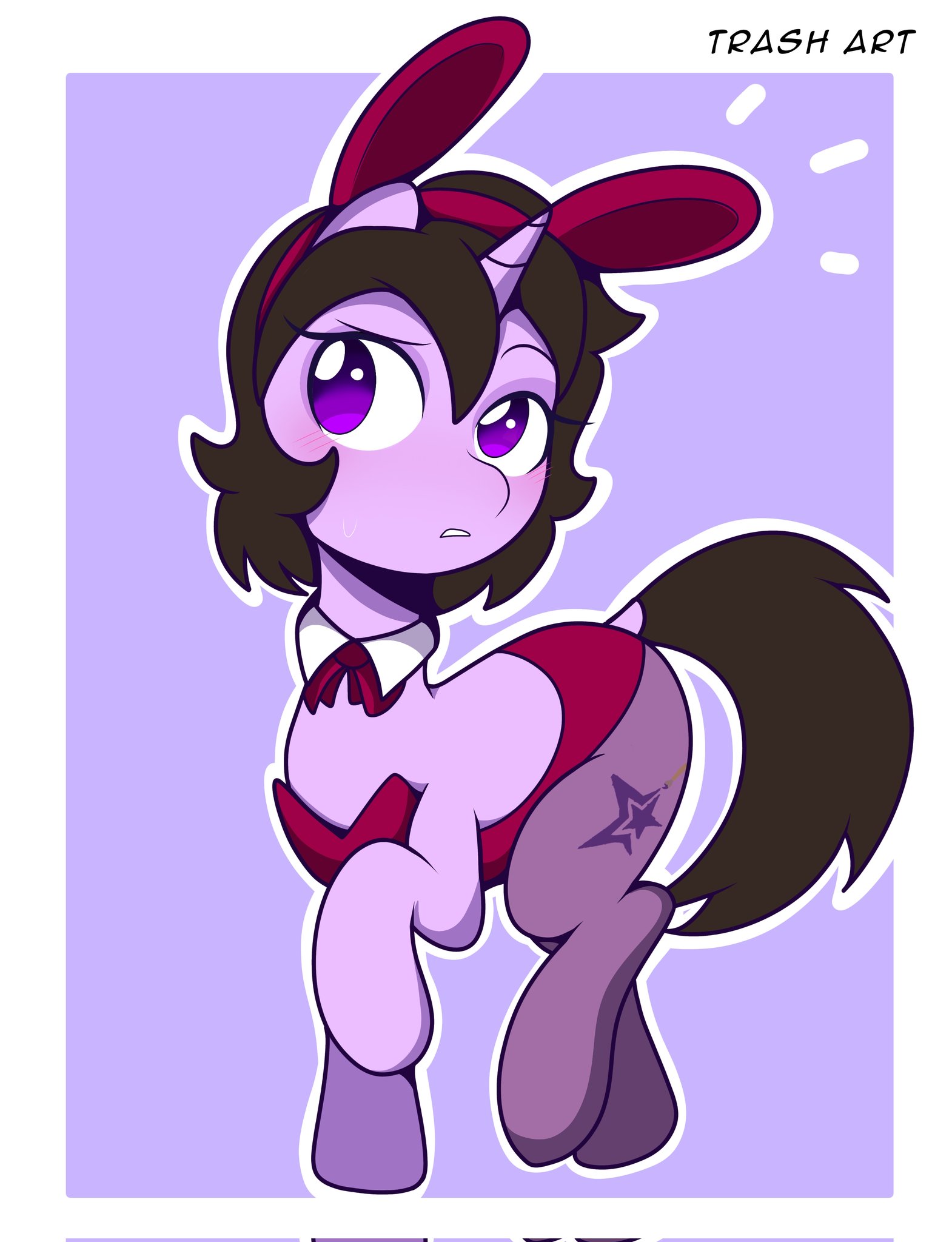 #3593452 - safe, artist:trash art, oc, oc only, oc:doodle, pony, unicorn, blushing, bowtie ...