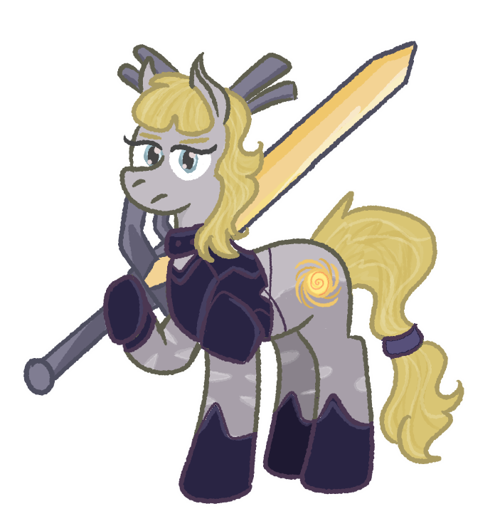 #3594447 - safe, artist:zoeyhorse, earth pony, pony, female, greatsword ...