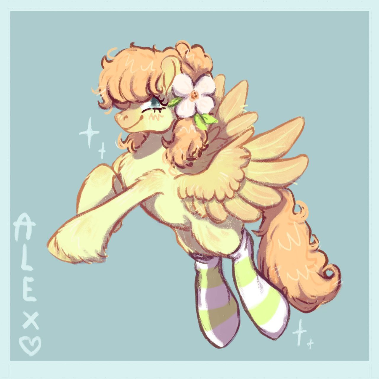 #3595623 - safe, artist:alex crist, pegasus, pony, blushing, clothes, eyelashes, female, flower ...