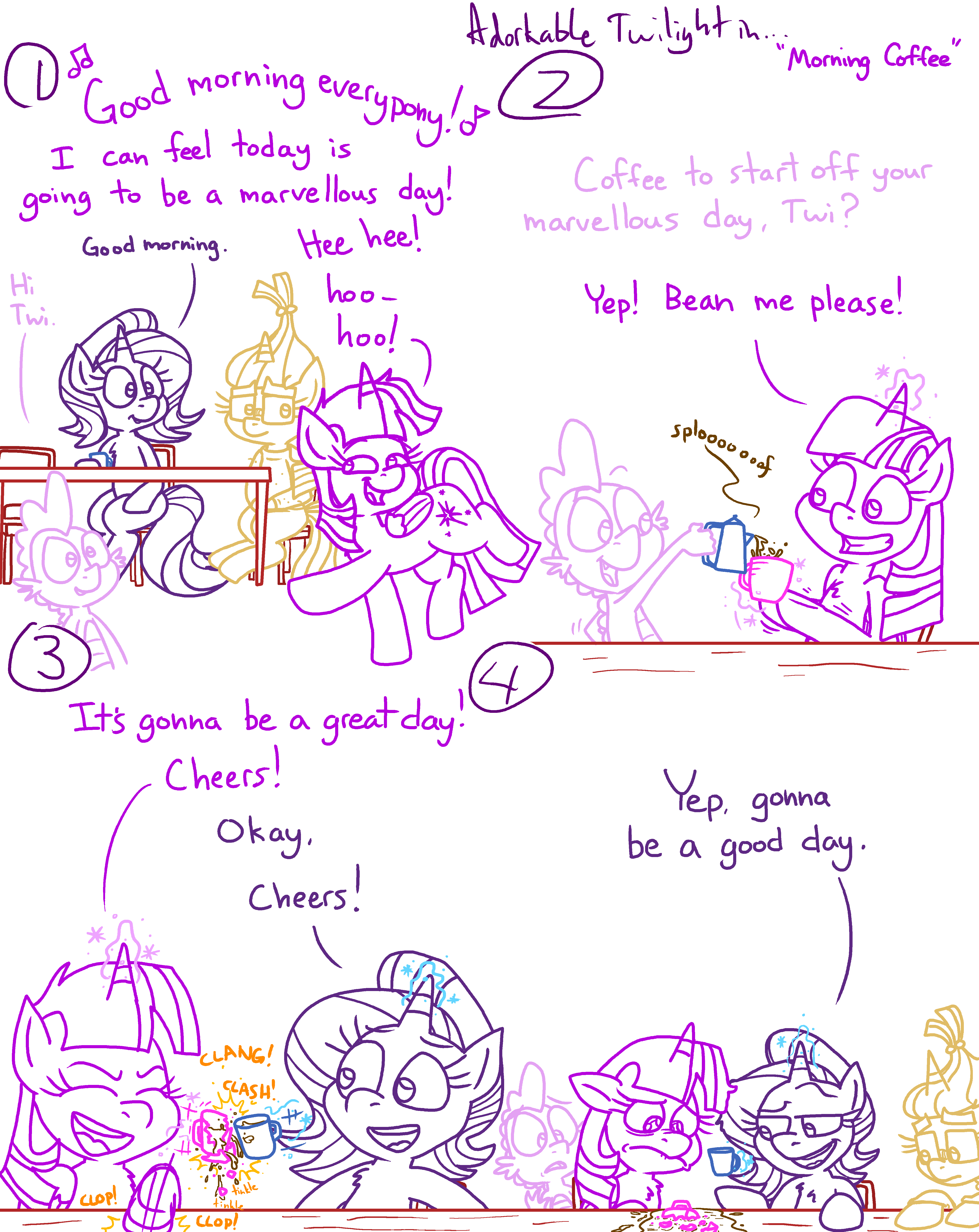 #3596138 - safe, artist:adorkabletwilightandfriends, moondancer, spike, starlight glimmer ...