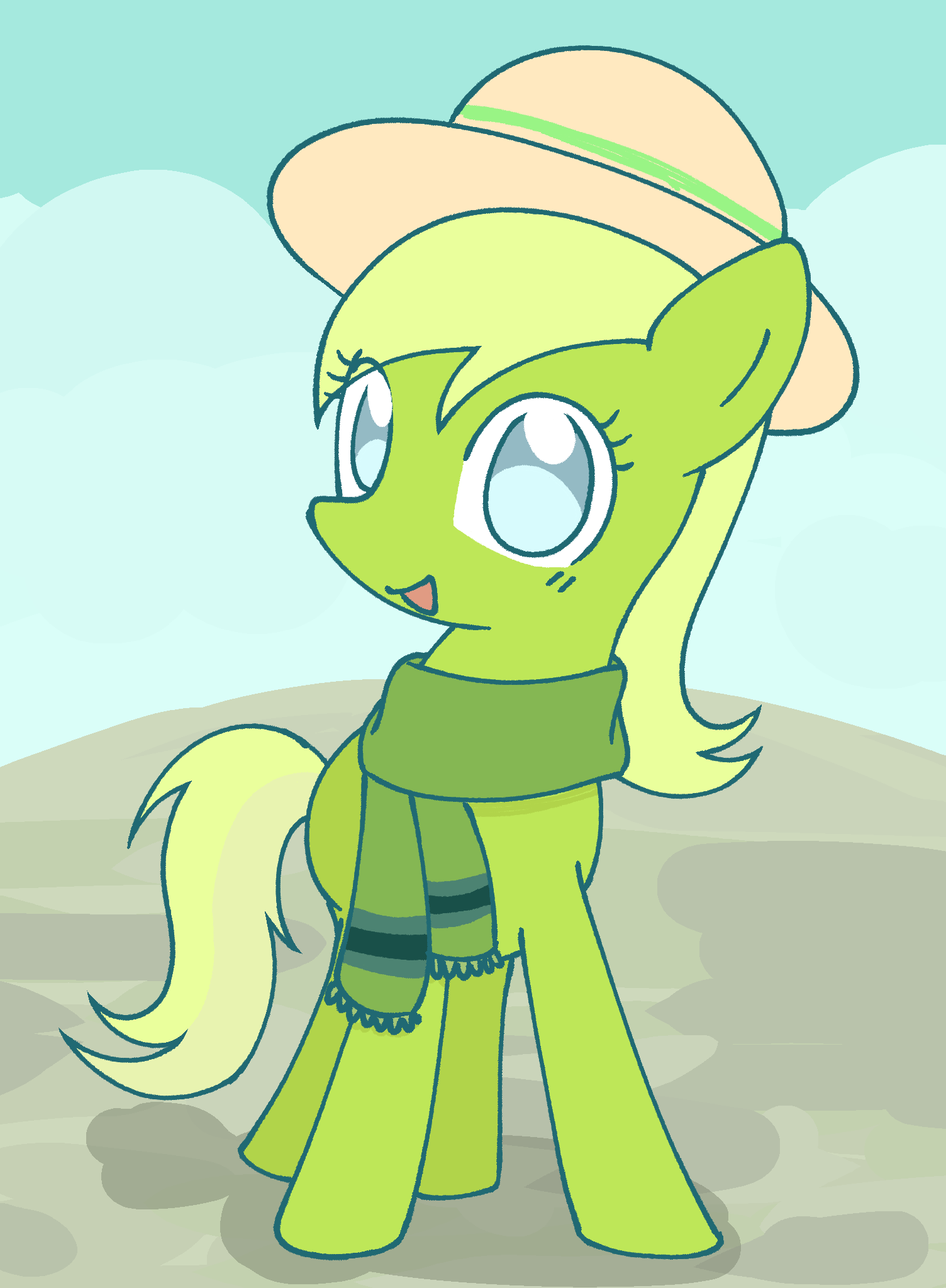 #3596613 - safe, artist:backgroundmares, lime essence, earth pony, pony, g4, blush lines ...