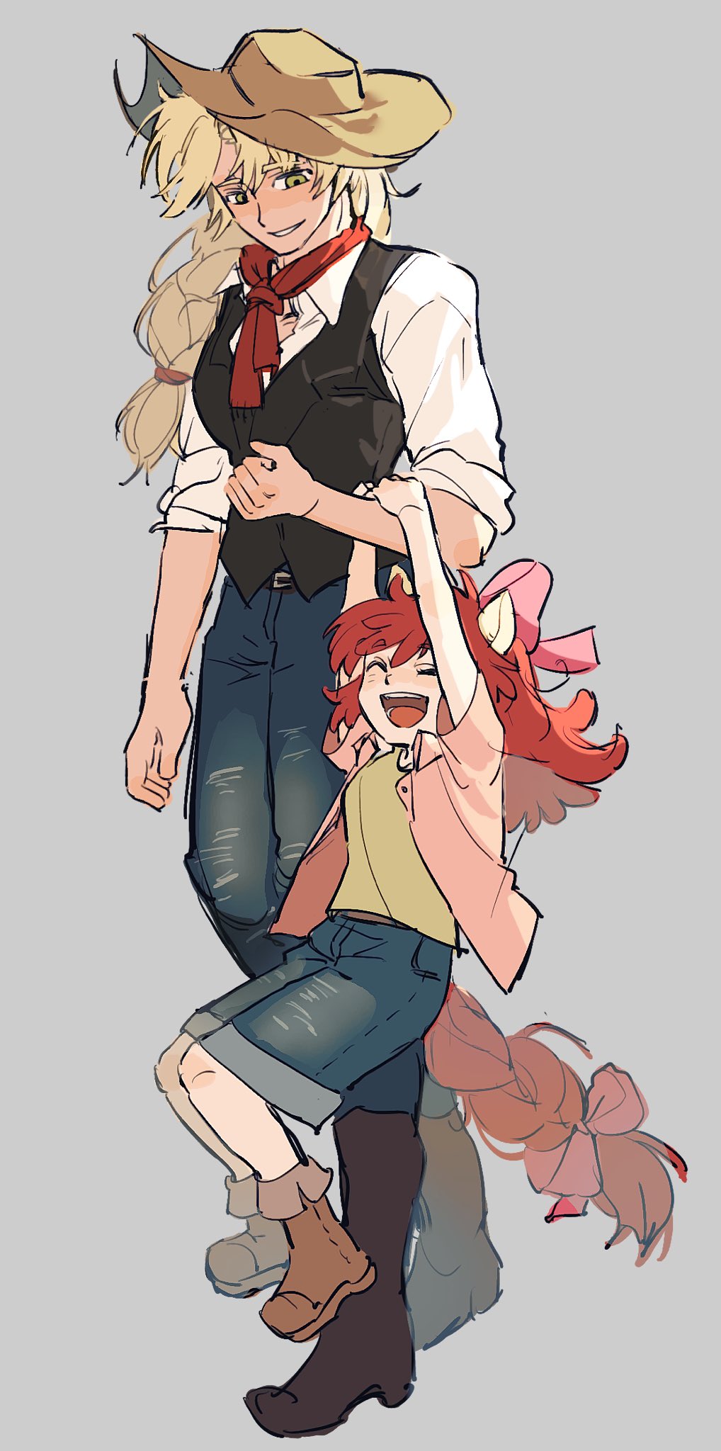 #3596808 - safe, artist:memoji_0708, apple bloom, applejack, human, g4 ...