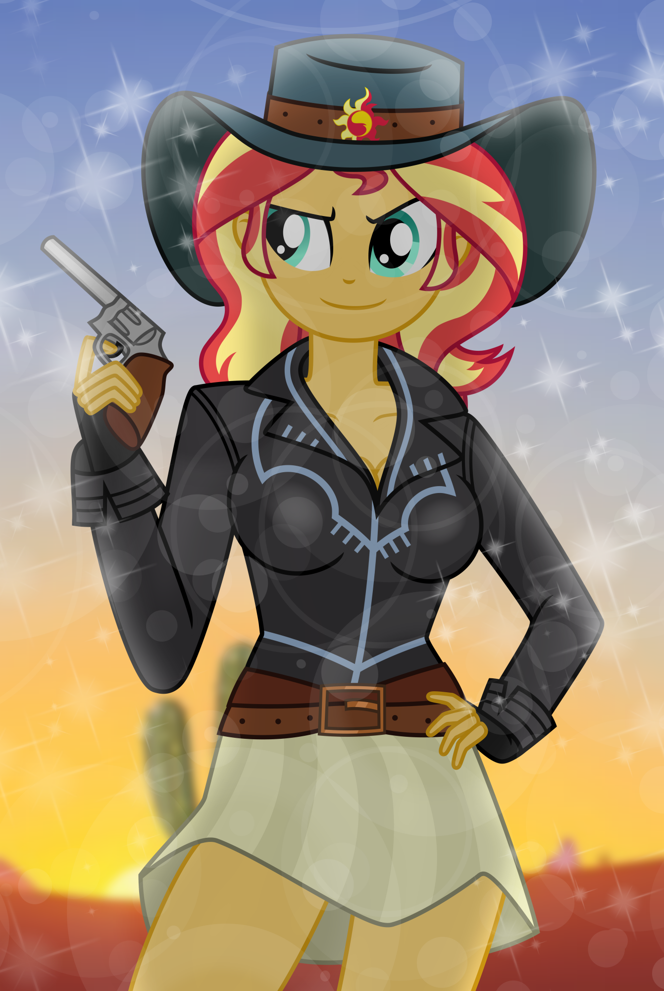 #3596989 - safe, artist:emeraldblast63, sunset shimmer, human, equestria girls, g4, belt ...