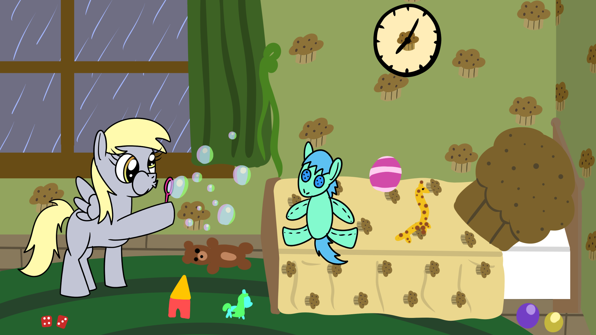 #3580321 - safe, artist:platinumdrop, derpy hooves, pegasus, pony, g4, ball, blank flank ...