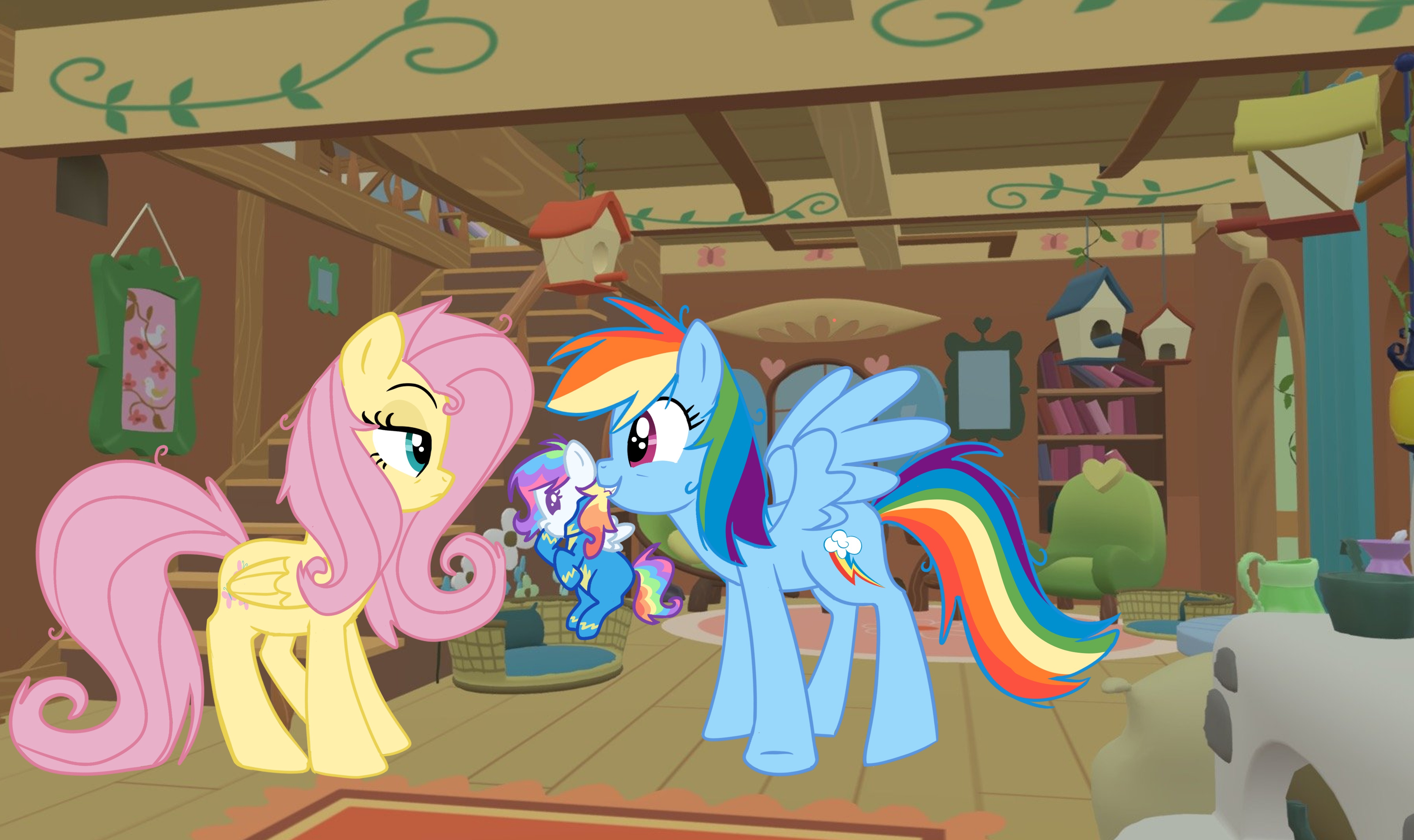 #3580691 - safe, artist:crystalponiessss, fluttershy, rainbow dash, oc ...