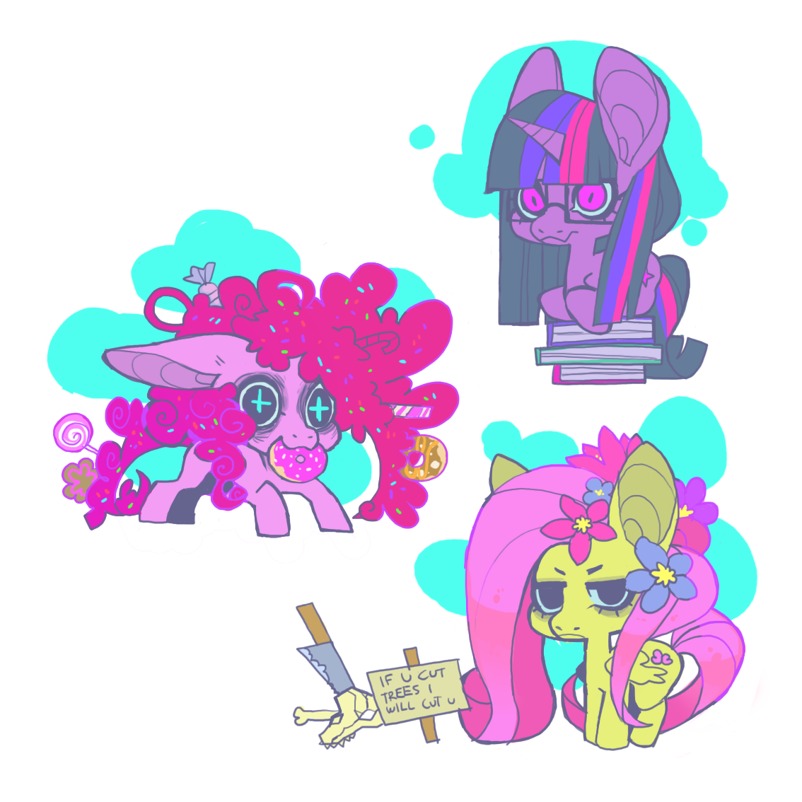 #3580728 - safe, artist:cutesykill, fluttershy, pinkie pie, twilight ...