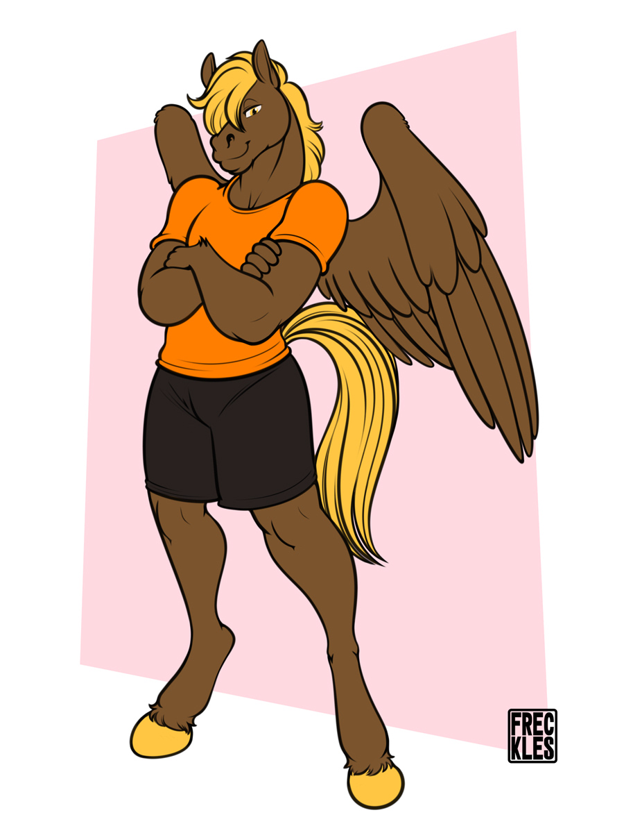 #3581460 - safe, artist:freckles, oc, oc only, oc:feather foot, pegasus, anthro, unguligrade ...