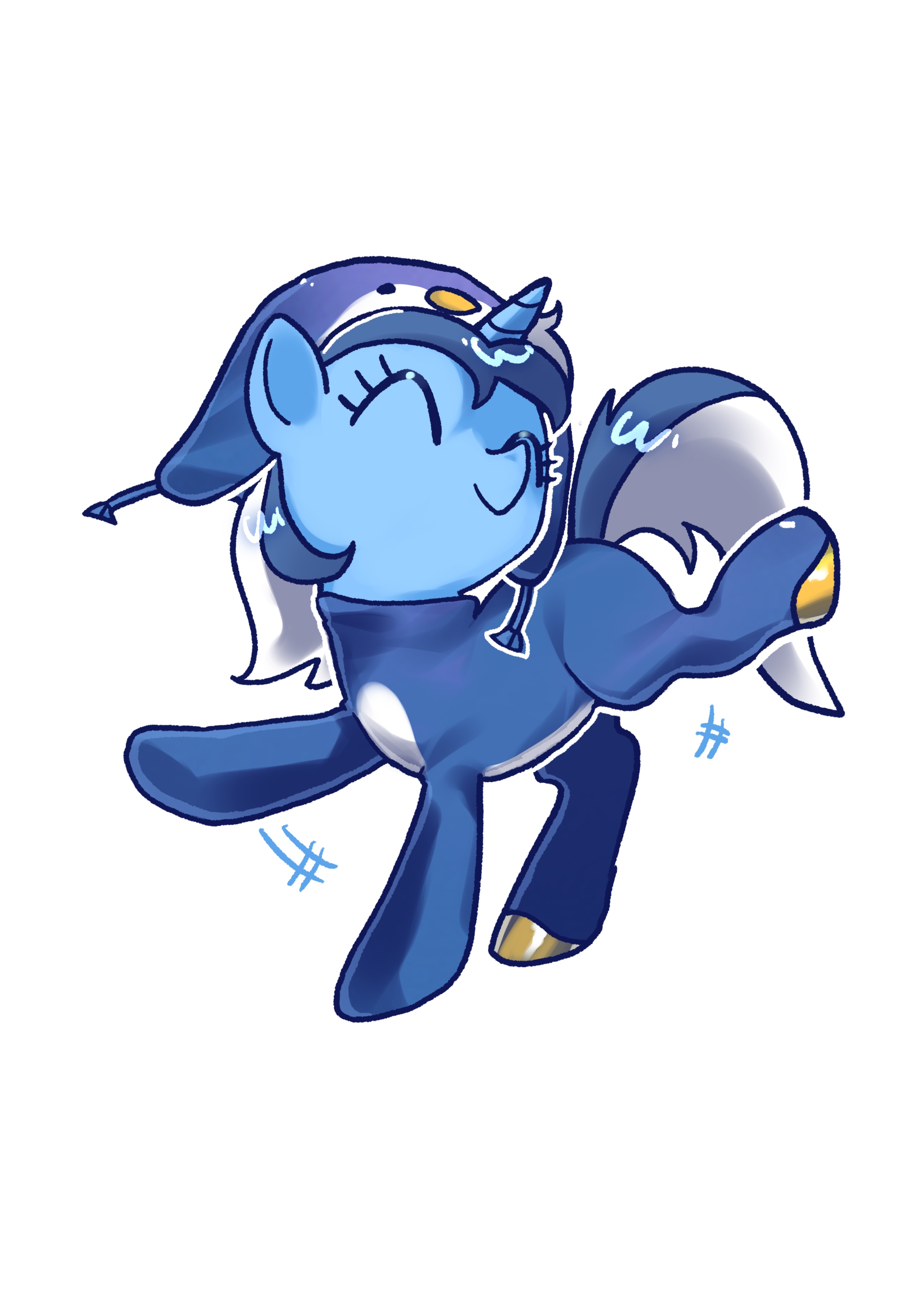 #3581555 - safe, artist:izuchi, minuette, bird, penguin, pony, unicorn ...