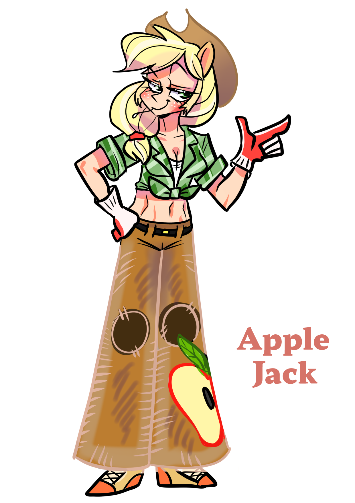 #3581695 - safe, artist:jully-park, applejack, human, g4, bellbottoms ...
