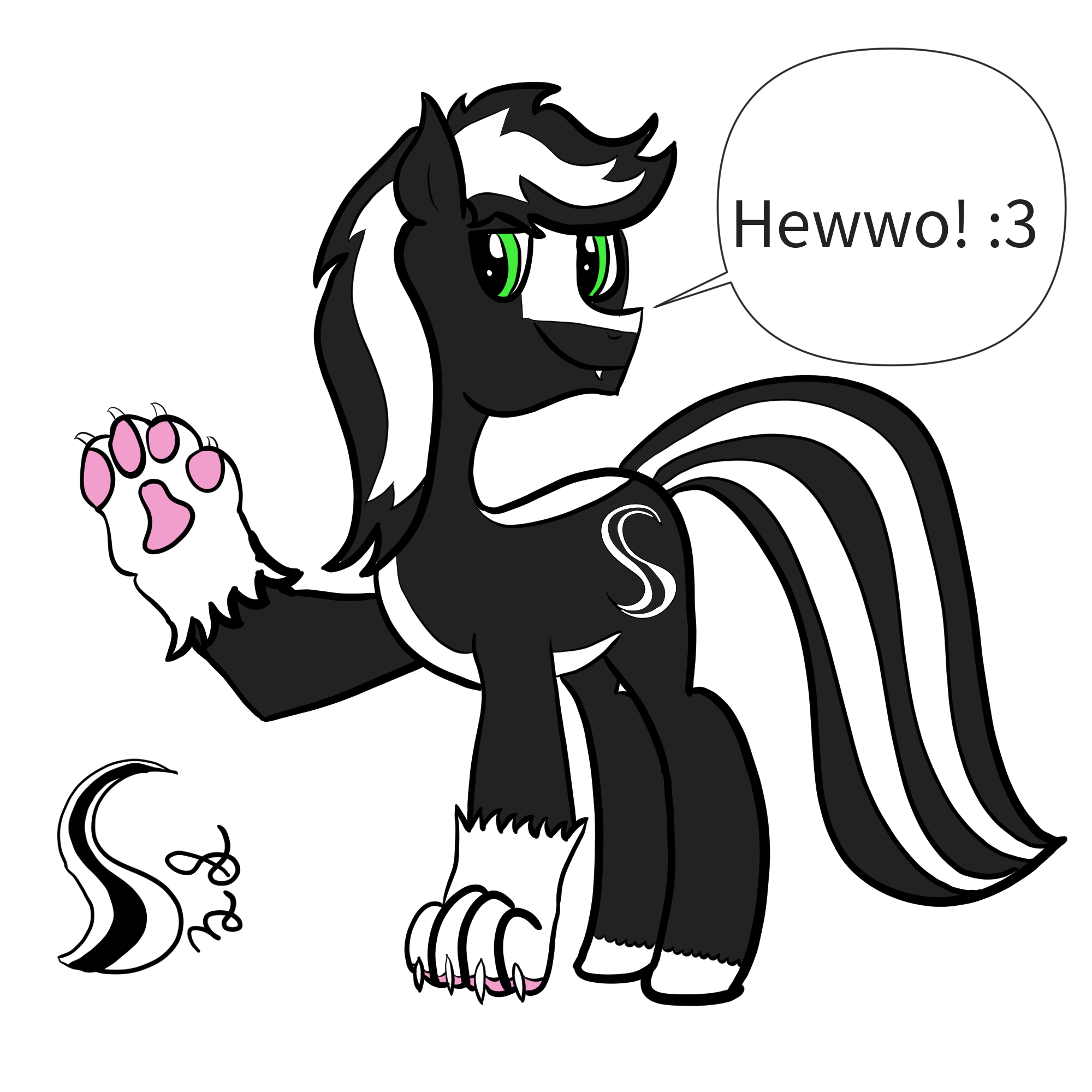 #3582662 - safe, artist:skunklover777, oc, oc only, oc:zenawa skunkpony, earth pony, hybrid ...