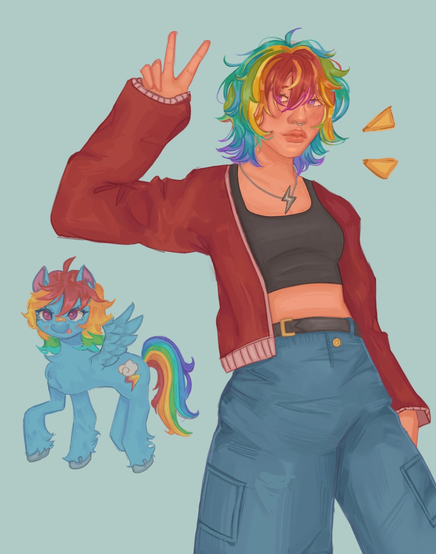 #3582784 - safe, artist:lvnafia, human, pegasus, pony, :p, alternate ...