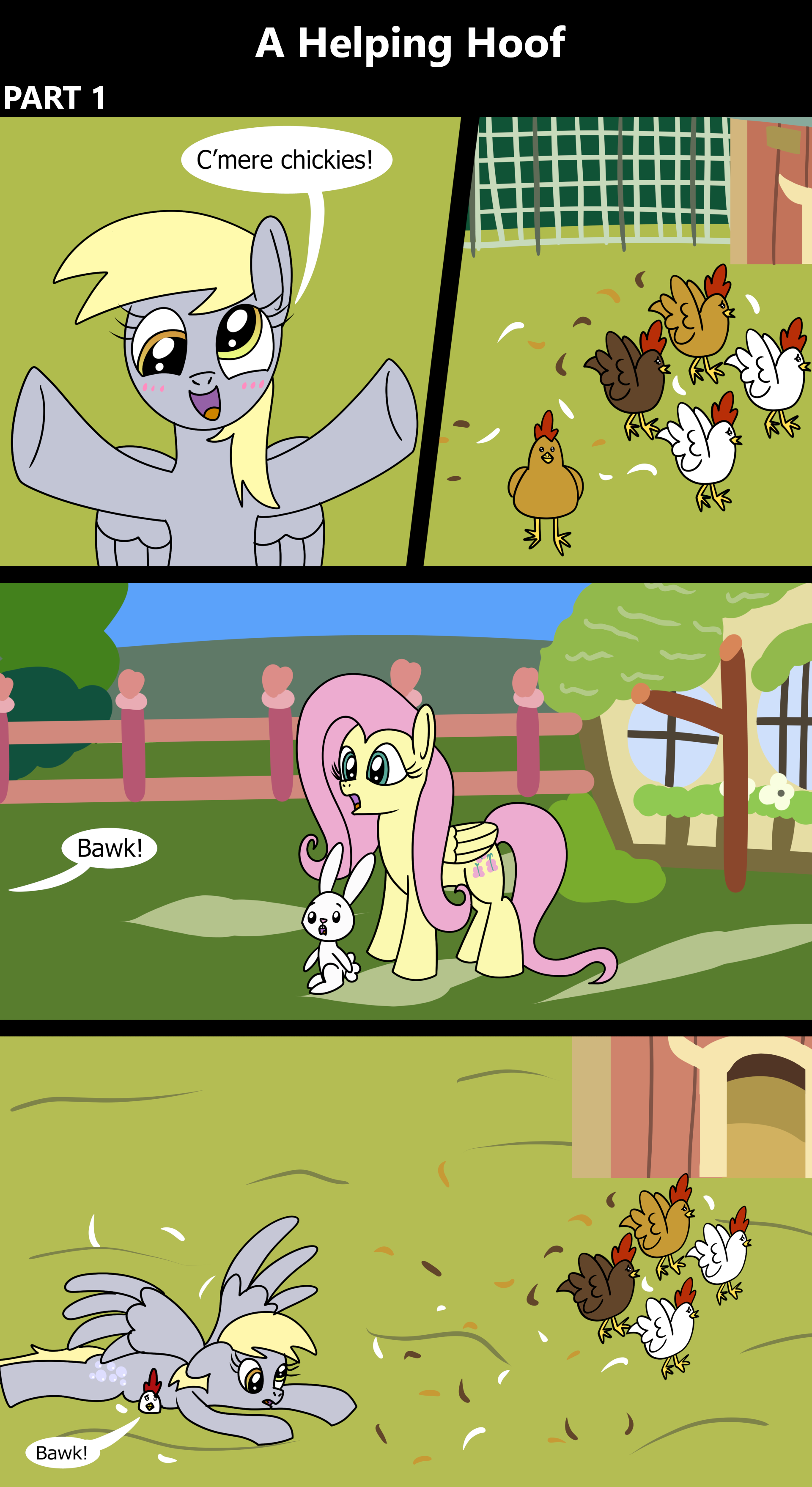 #3583056 - safe, artist:platinumdrop, angel bunny, derpy hooves ...