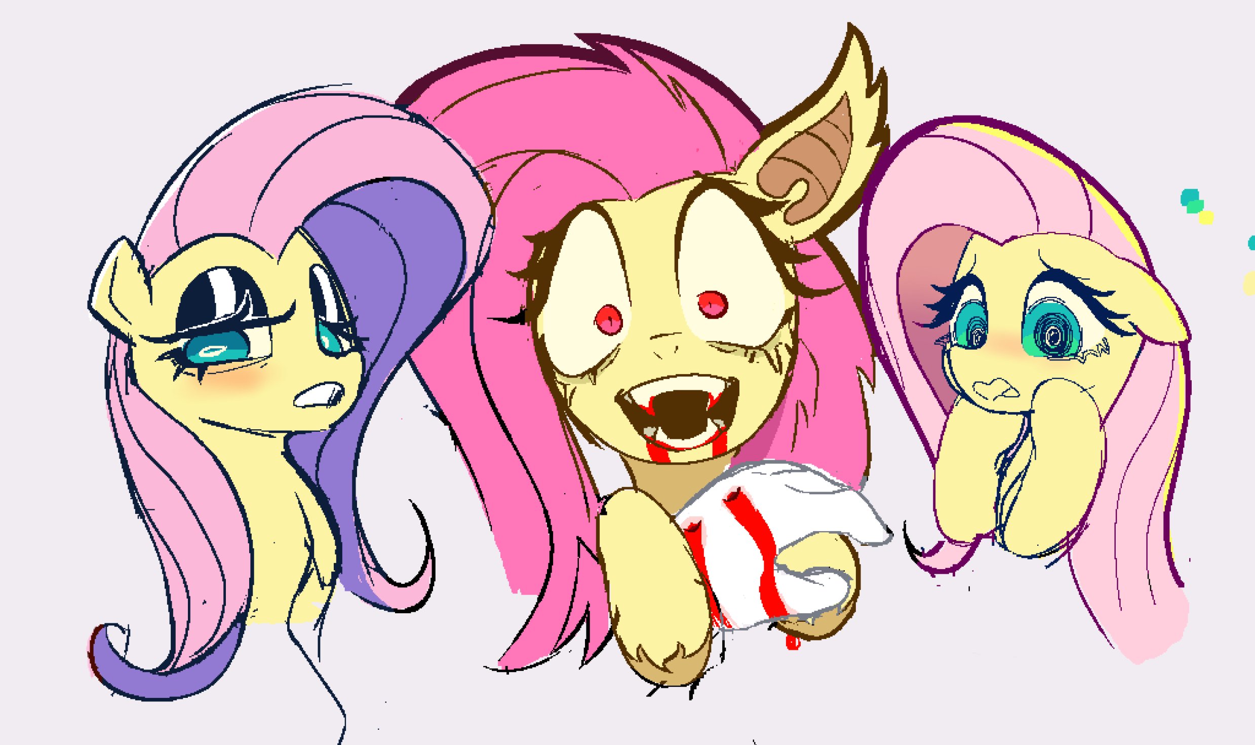 #3583455 - semi-grimdark, artist:ponconcarnal, fluttershy, bat pony ...