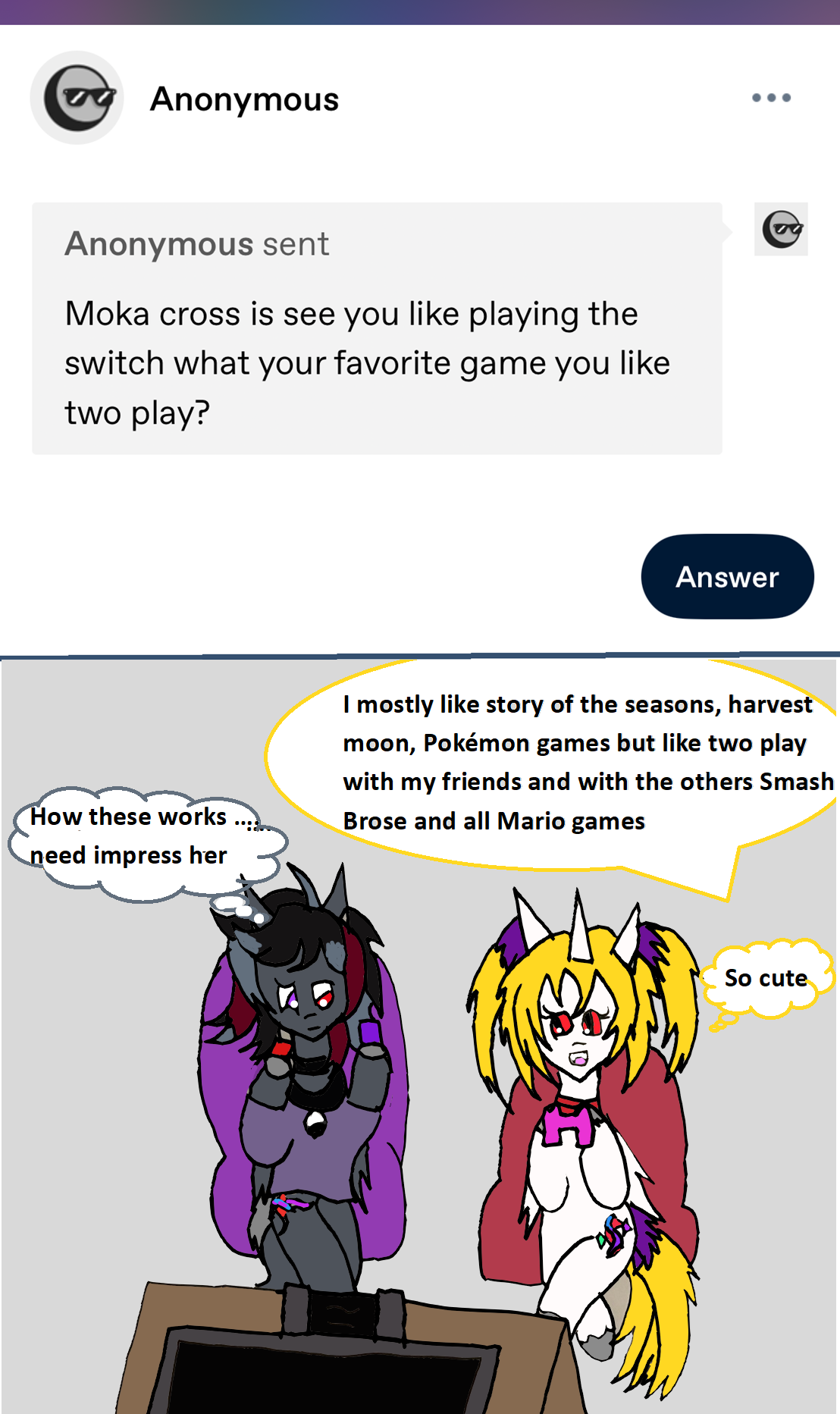 #3602927 - safe, artist:ask-luciavampire, oc, oc:moka cross, oc:natsu ...