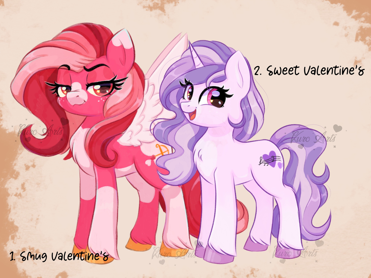 #3603138 - safe, artist:kuro, oc, oc only, pegasus, pony, unicorn, duo, female, horn, mare ...