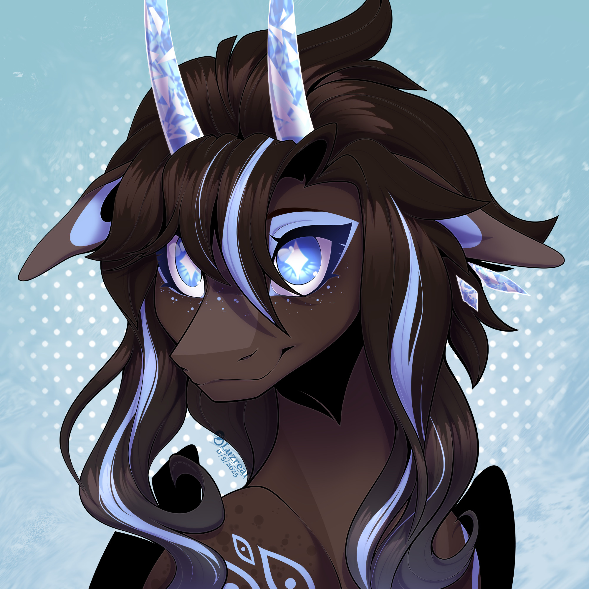 #3603640 - safe, artist:luzreal, oc, oc only, hybrid, pony, blue eyes ...