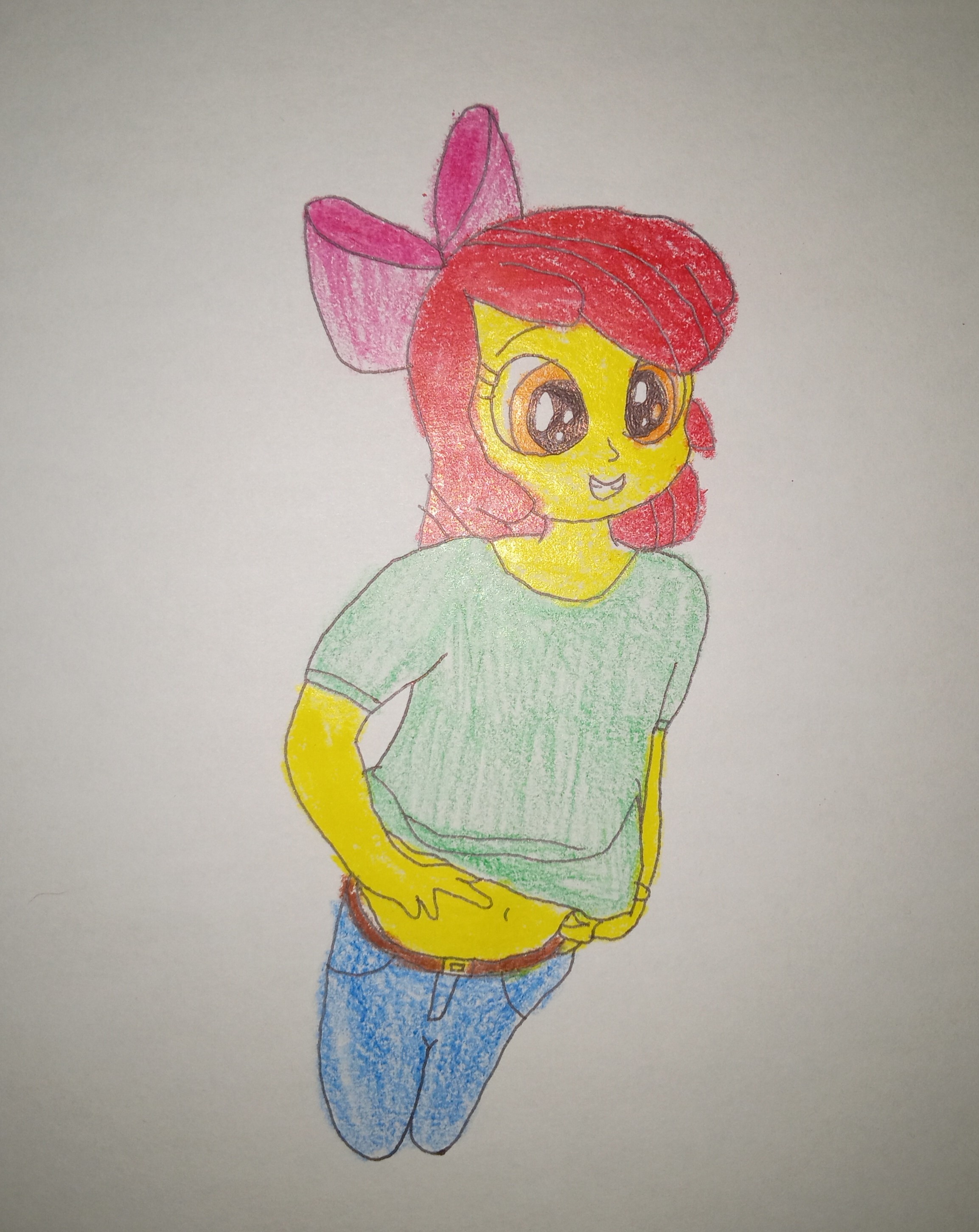 #3603871 - safe, artist:aa68., derpibooru exclusive, apple bloom, human ...