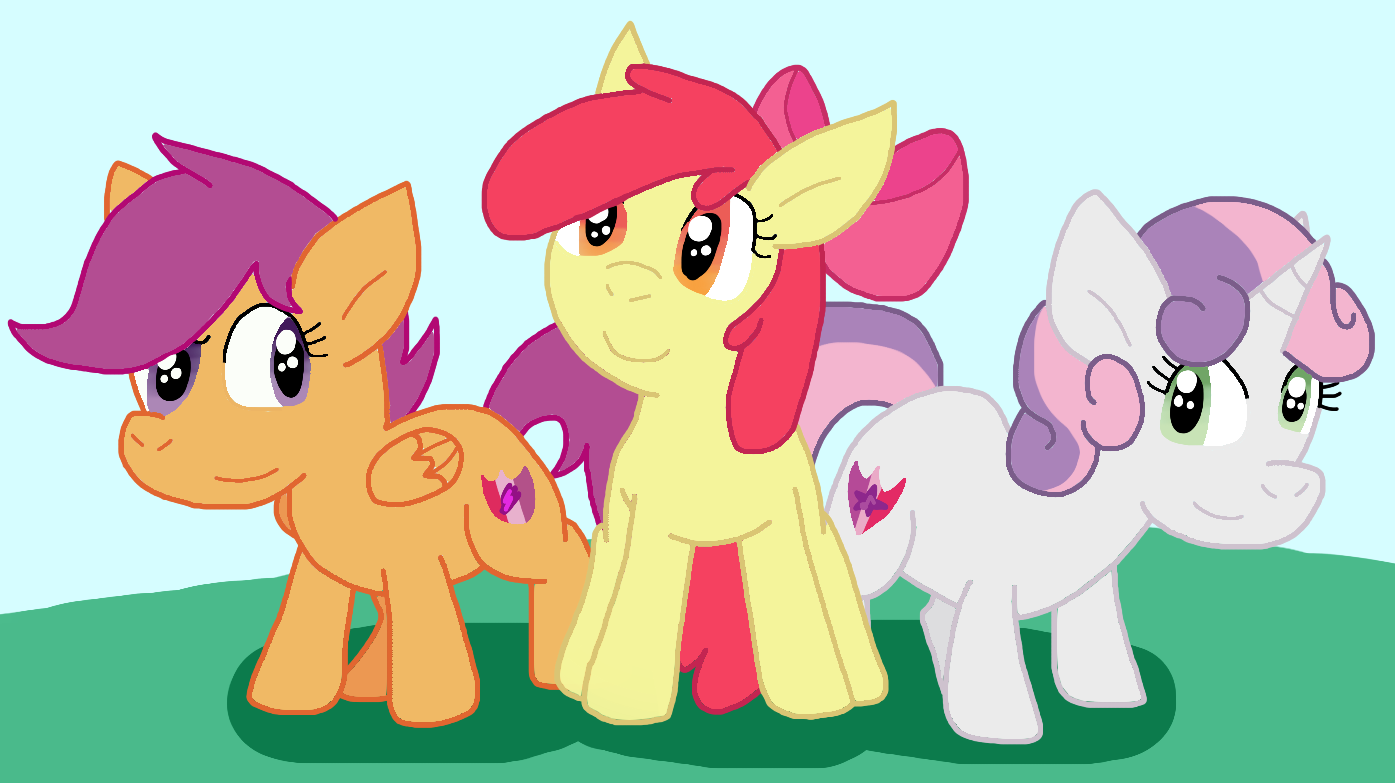 #3607098 - safe, artist:cmara, apple bloom, scootaloo, sweetie belle, earth pony, pegasus, pony ...