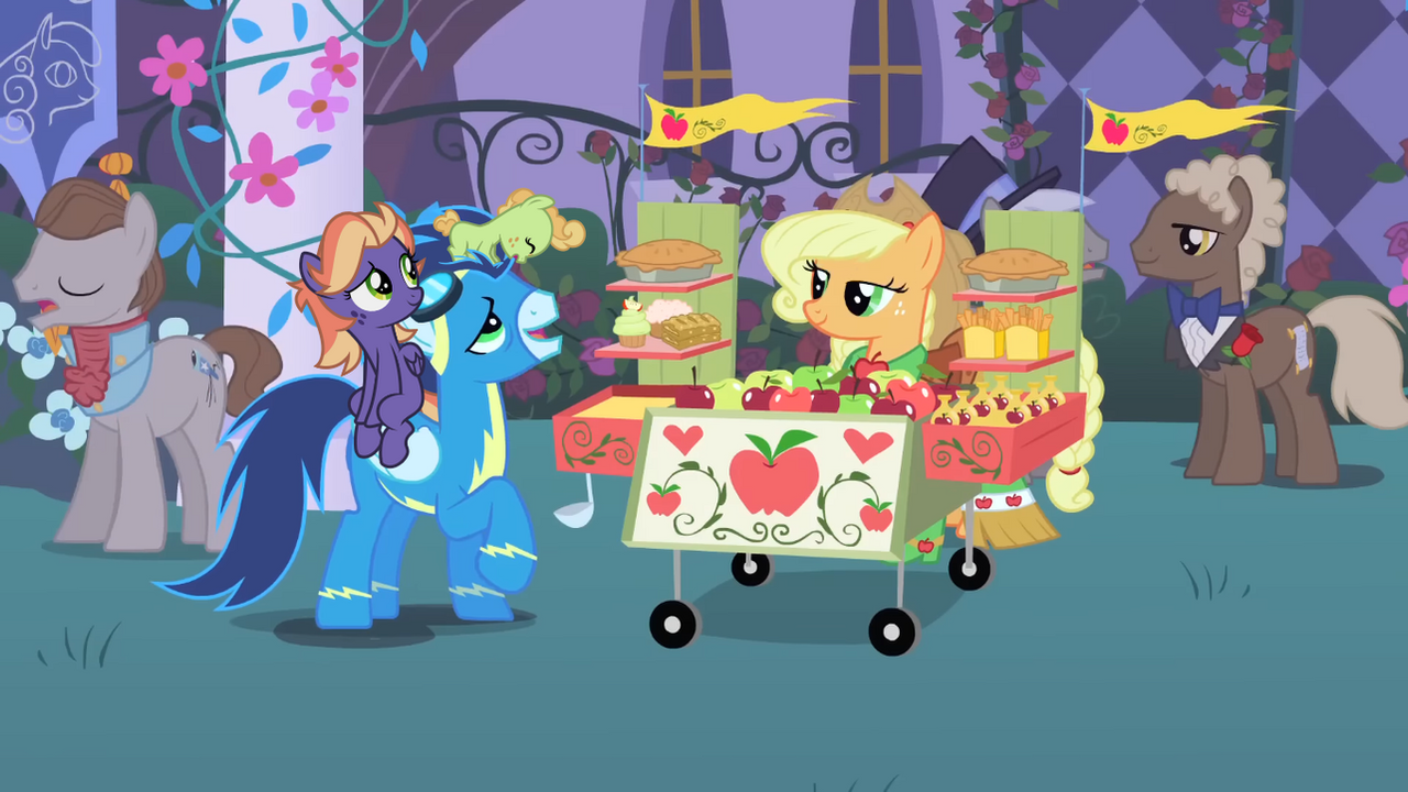 #3607566 - safe, artist:queerhorses, edit, edited screencap, screencap, applejack, soarin', oc ...