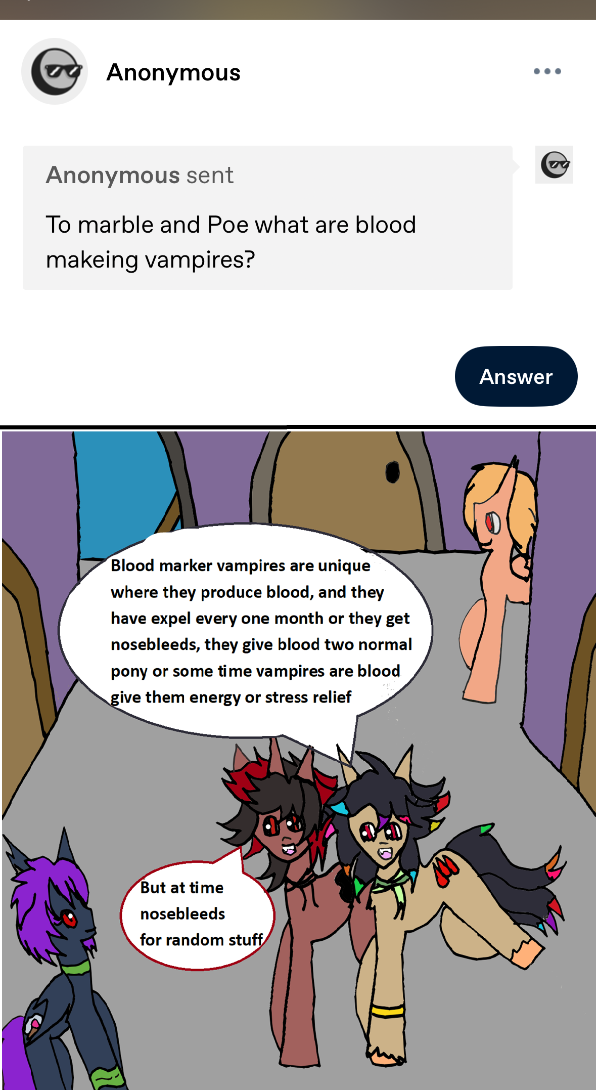 #3607912 - safe, artist:ask-luciavampire, oc, oc only, oc:drive, oc:marble bloom, oc:poe cullen ...