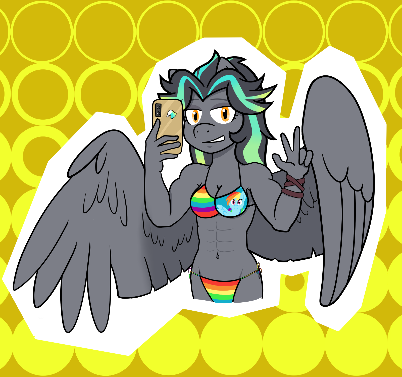 #3608922 - safe, artist:scraggleman, oc, oc only, oc:cool time, pegasus, anthro, abs, abstract ...