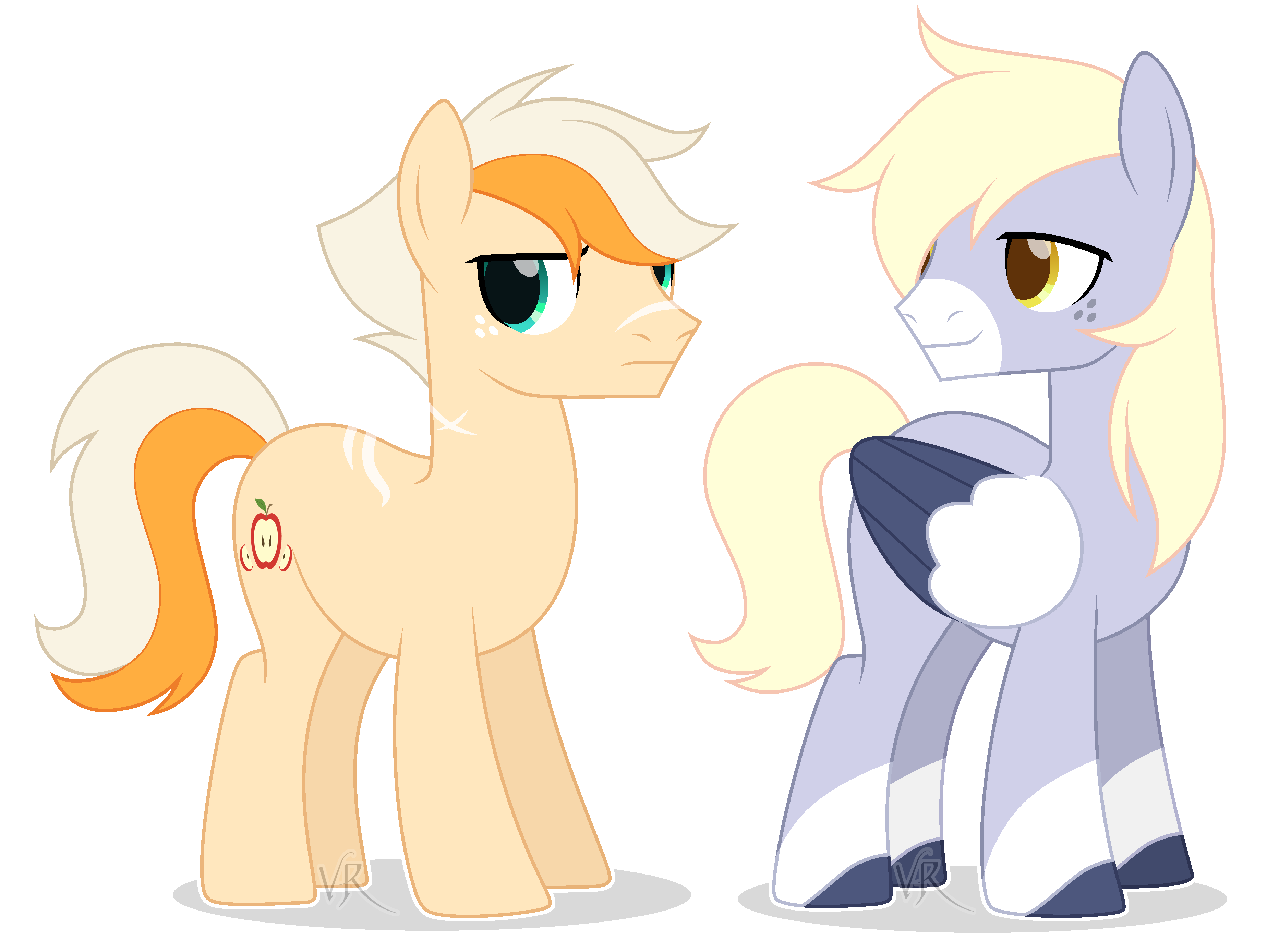 #3609247 - safe, artist:victorriley, derpy hooves, oc, oc:aj, pony, g4, alternate design ...