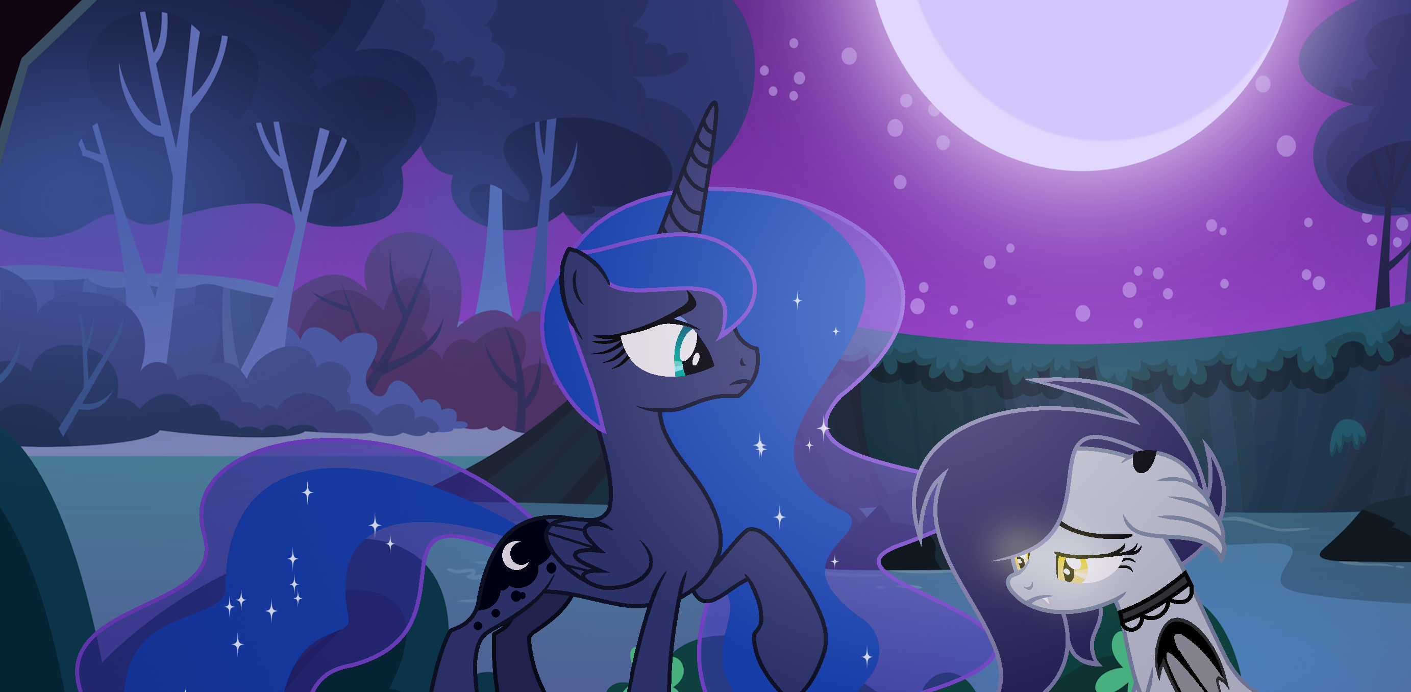 #3609793 - safe, artist:darbypop1, princess luna, oc, oc:corey moonlight, bat pony, pony, g4 ...